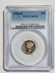 Collectors Corner - 1916-D 10C AG3 PCGS - #65532116