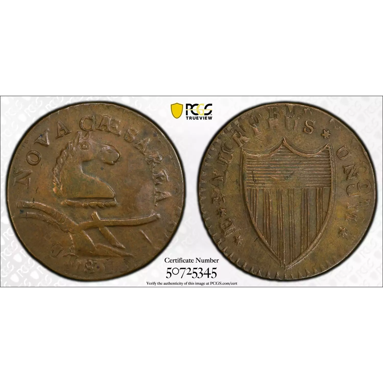 1787 Post Colonial Issues New Jersey Coppers - Copper PCGS AU-50 BN ...