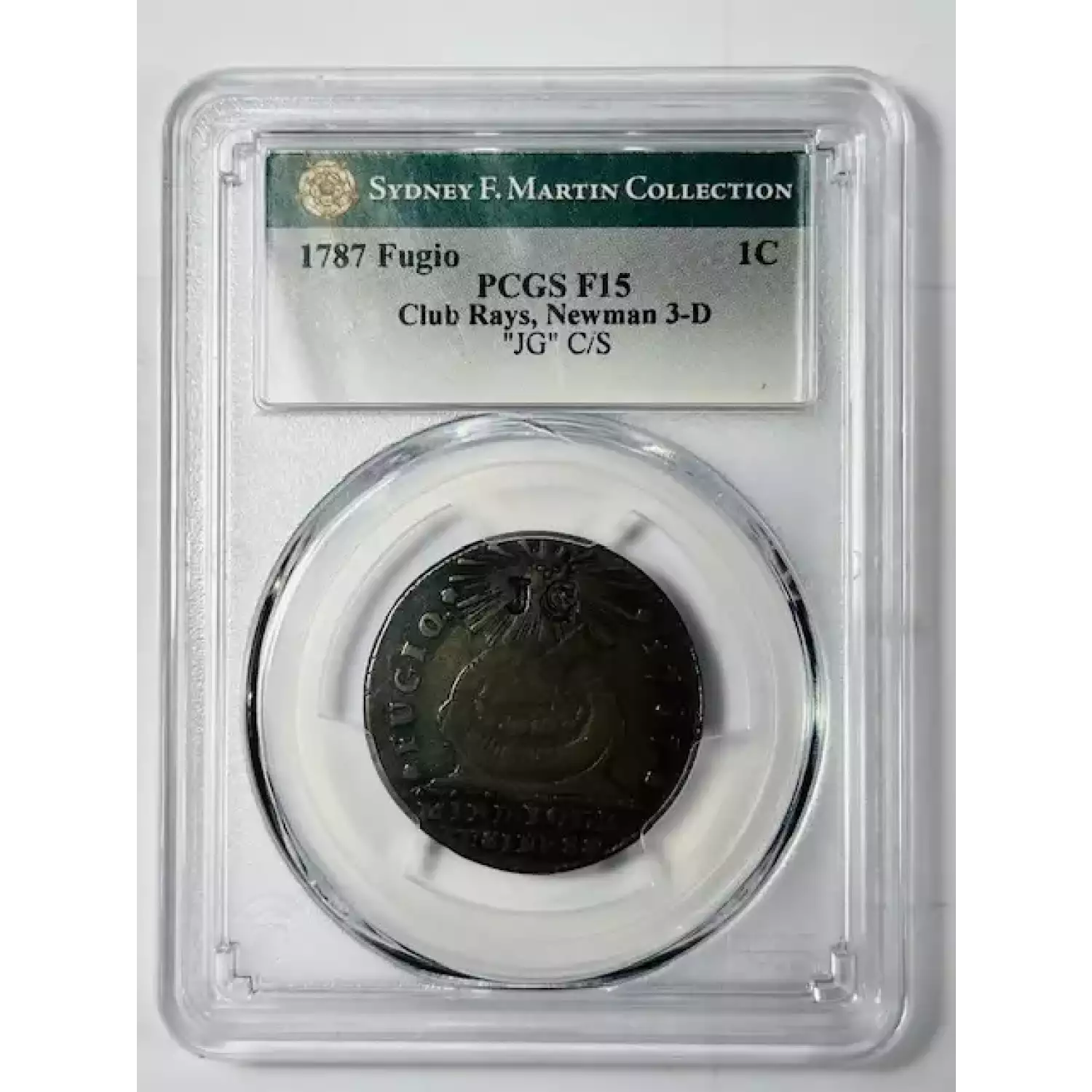 1787 Contract Issues Fugio Coppers PCGS F-15 BN Club Rays, Rounded Ends Newman 3-D- Counter ...