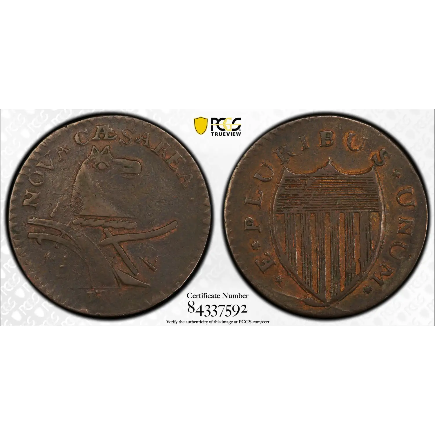 1787 Post Colonial Issues New Jersey Coppers - Copper PCGS XF-40 BN Lg ...