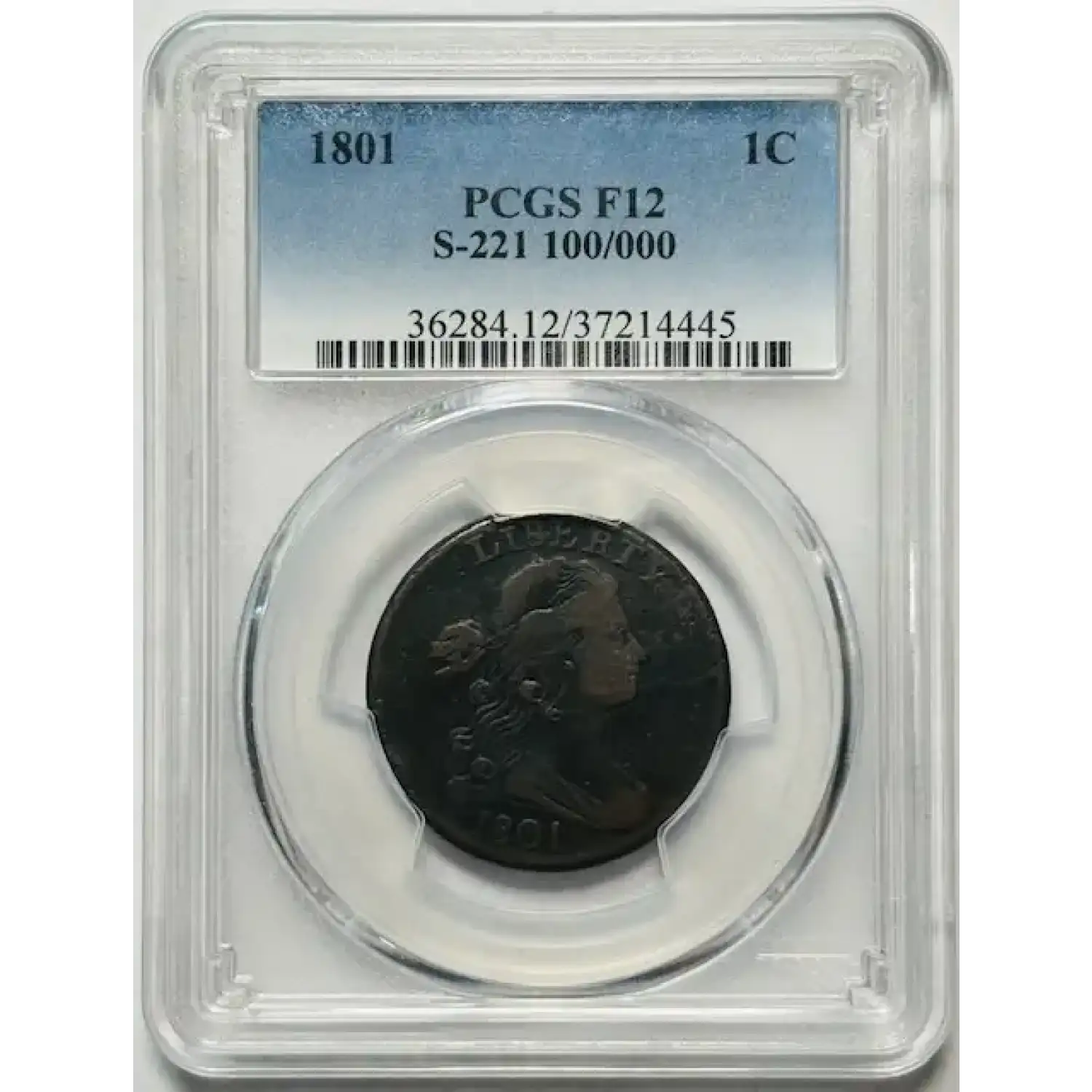 1801 Large Cents Draped Bust PCGS F-12 BN S-221 100/000 R-3 - Bob Paul ...