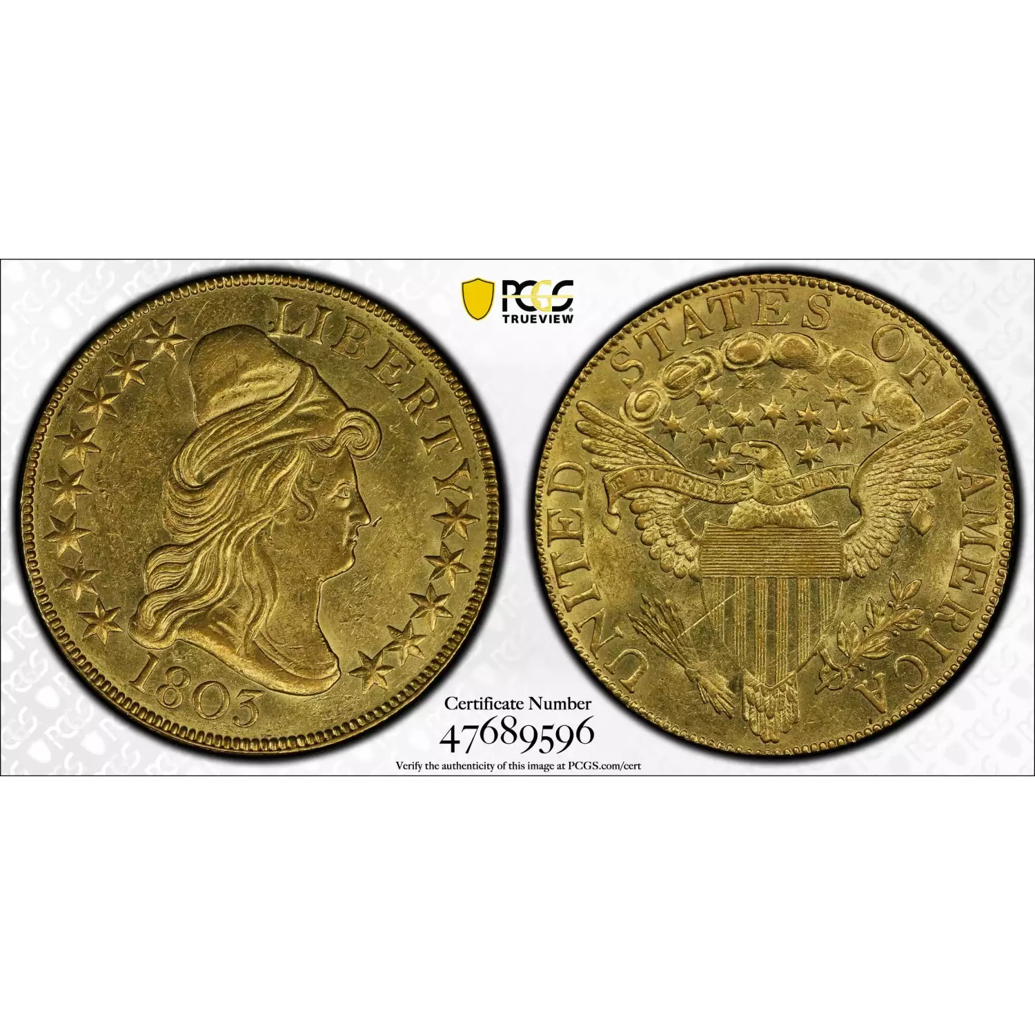 1803 Draped Bust Gold Eagles to Right PCGS MS-62 Extra Star Reverse ...