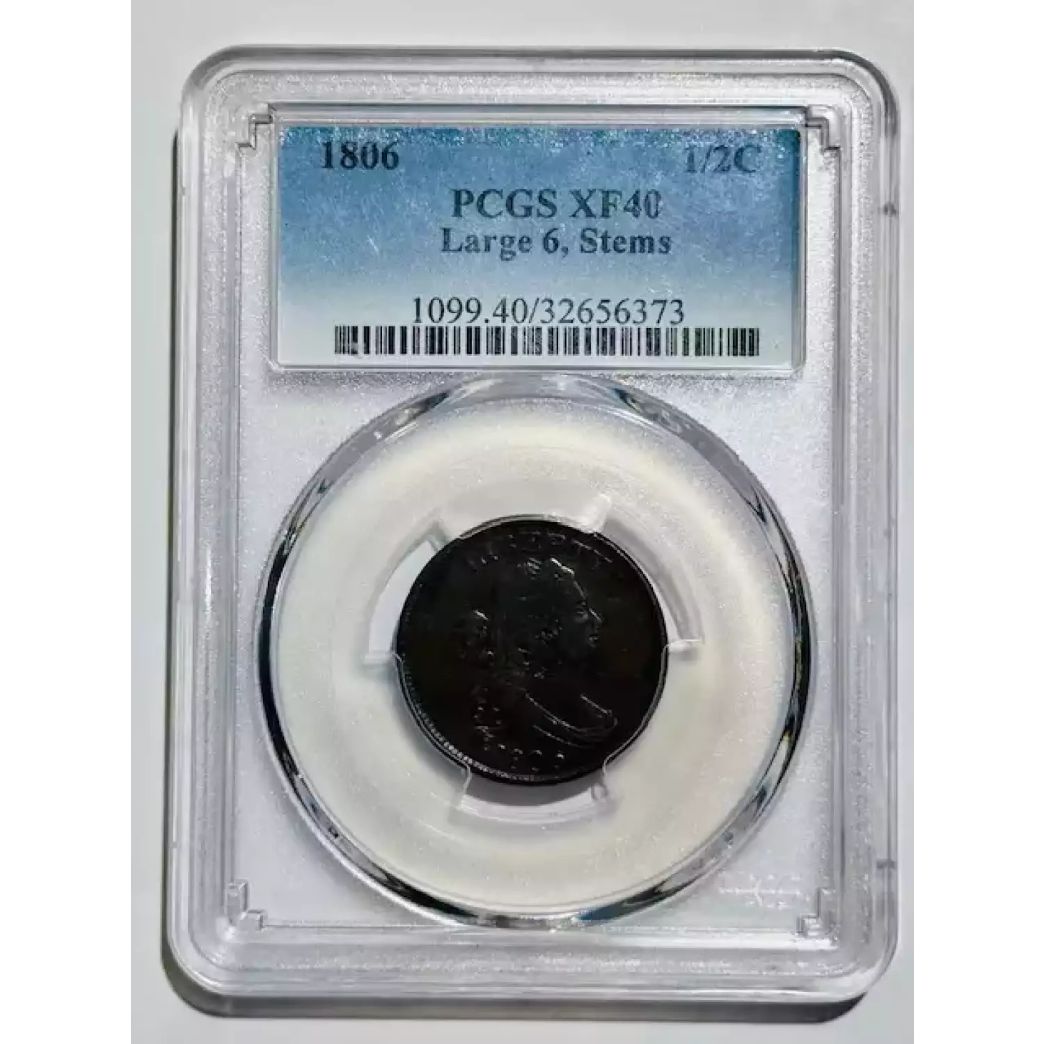 1806 PCGS XF-40 BN Large 6, Stems- Rotated Reverse Half Cents Draped ...