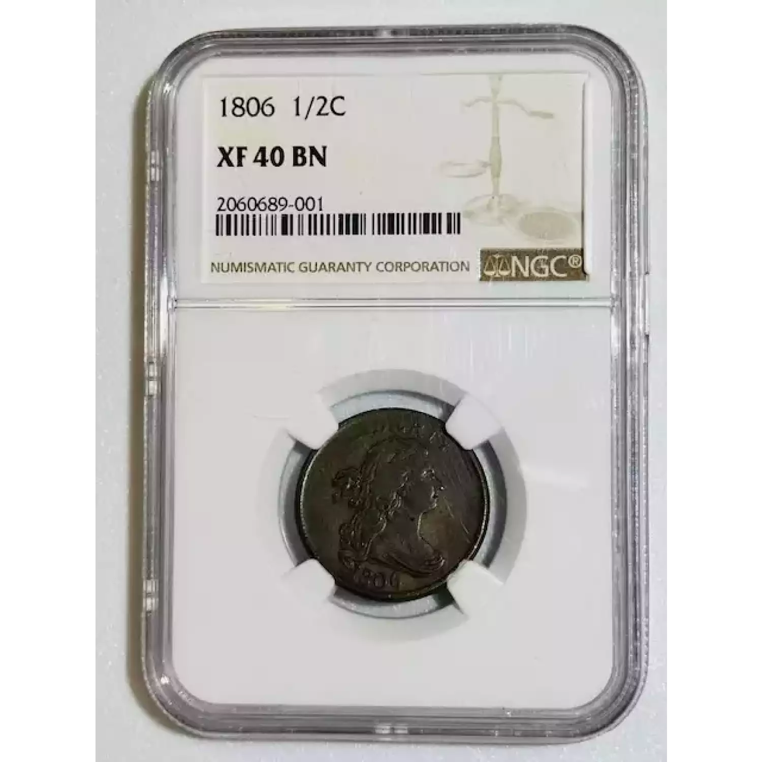 1806 Half Cents Draped Bust 1800 - 08 Copper PCGS XF-40 BN Small 6, No Stems - Bob Paul Rare Coins