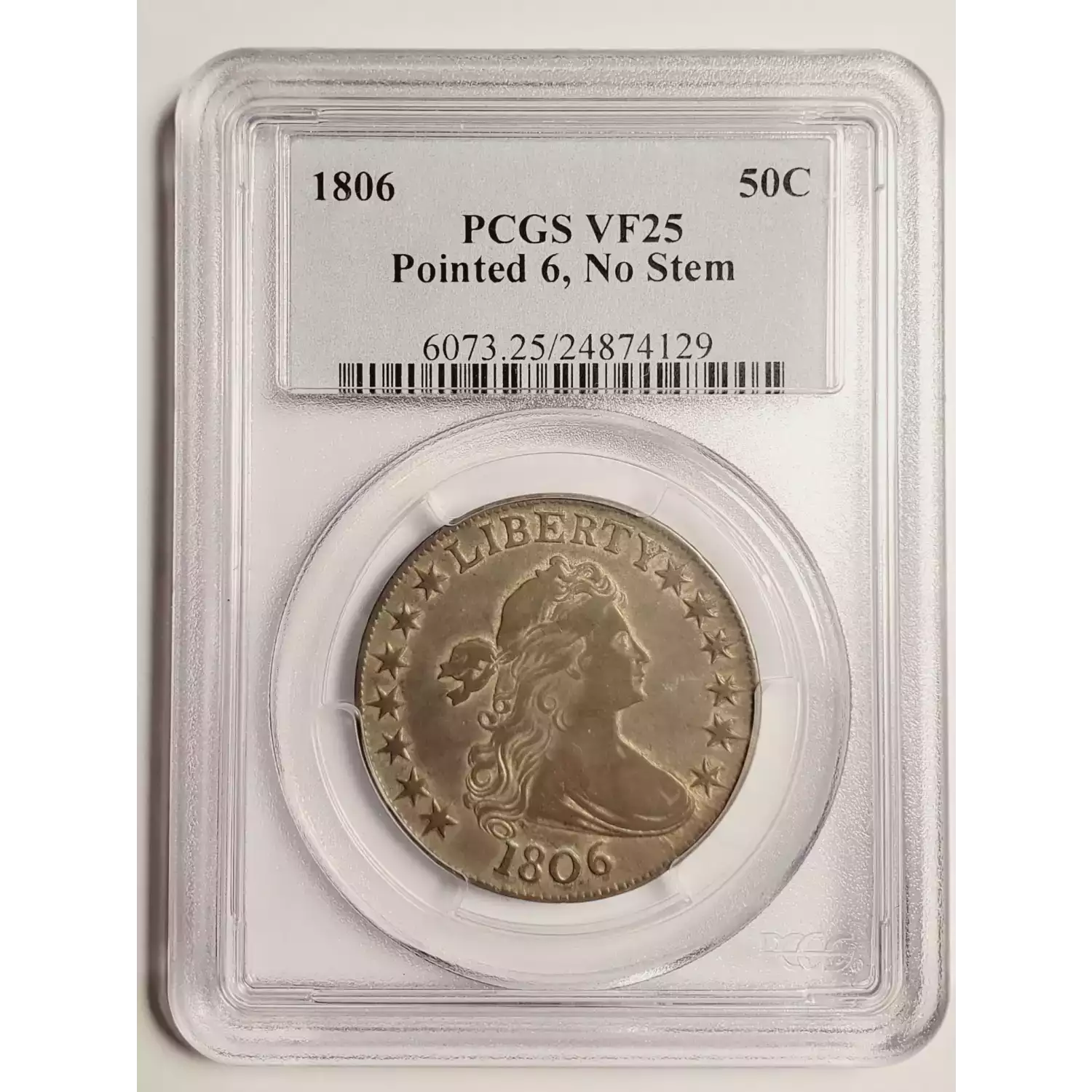 1806 Half Dollars Draped Bust PCGS VF-25 Pointed 6, No Stem - Bob Paul Rare Coins