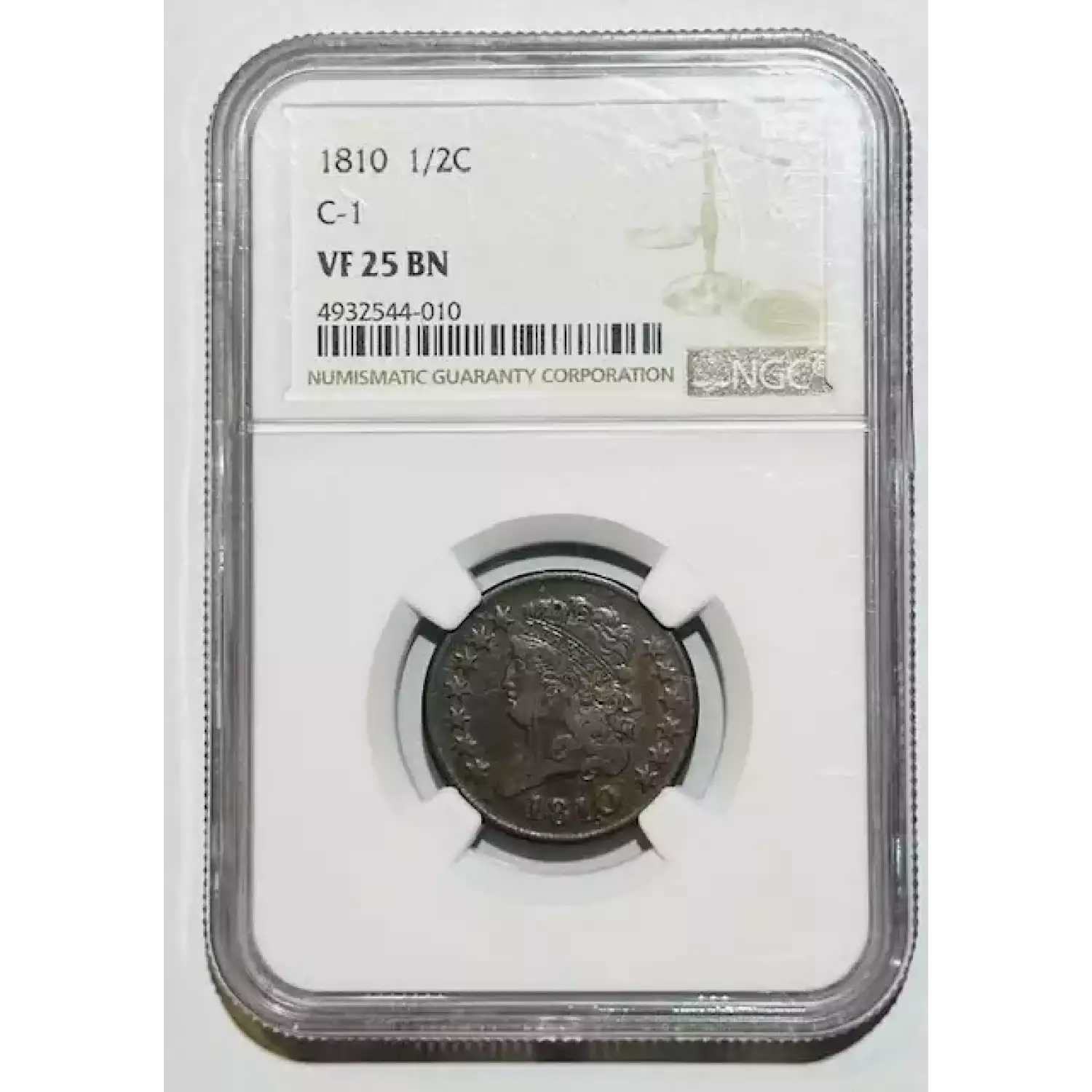 1810 Half Cent Classic Head NGC VF-25 BN C-1 - Bob Paul Rare Coins