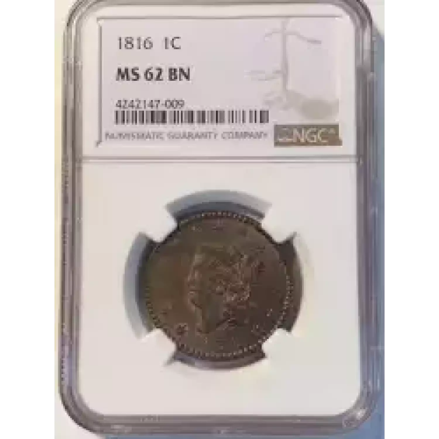 1816 Large Cents Coronet Head NGC MS-62 BN - Bob Paul Rare Coins