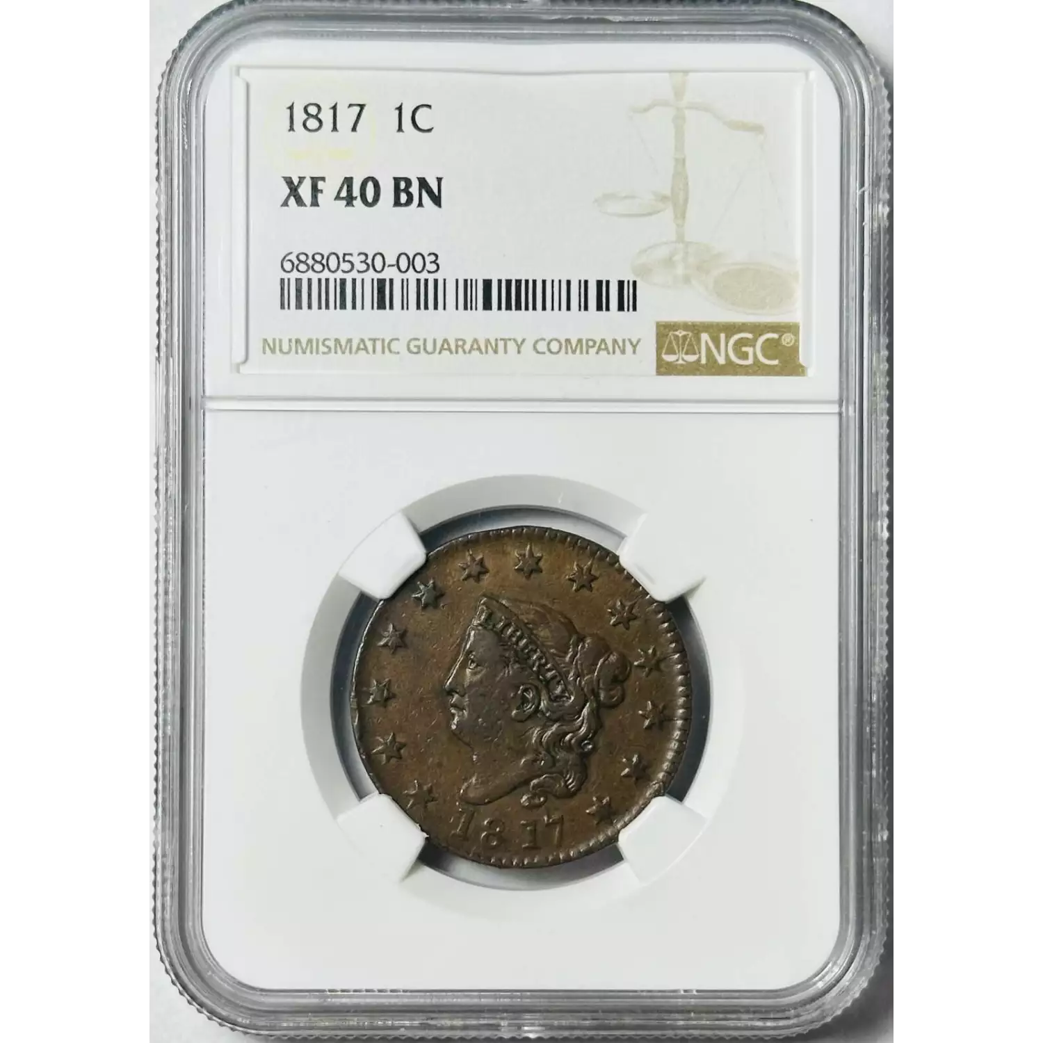 1817 Large Cents Coronet Head NGC XF-40 BN - Bob Paul Rare Coins