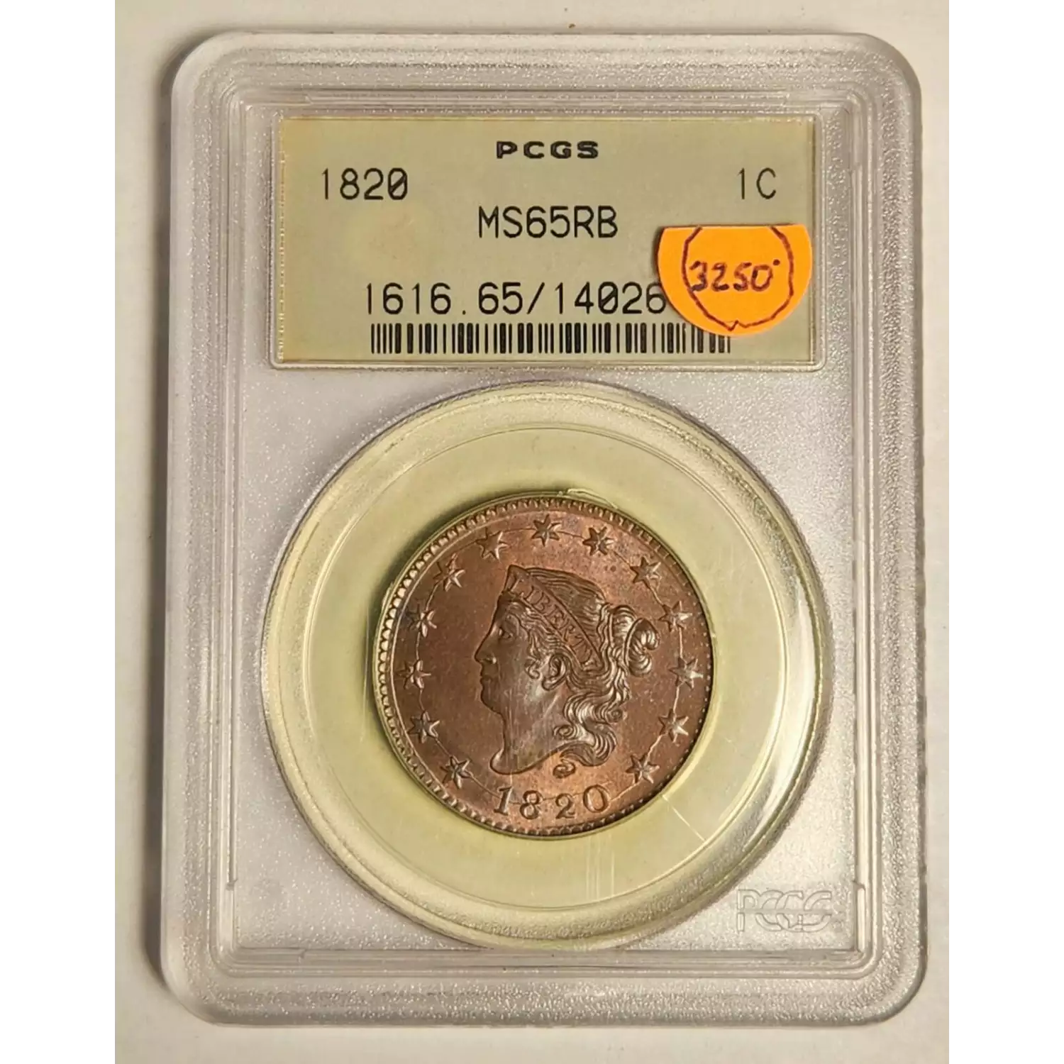 1820 Large Cents Coronet Head PCGS MS-65 RB Large Date - Bob Paul Rare ...