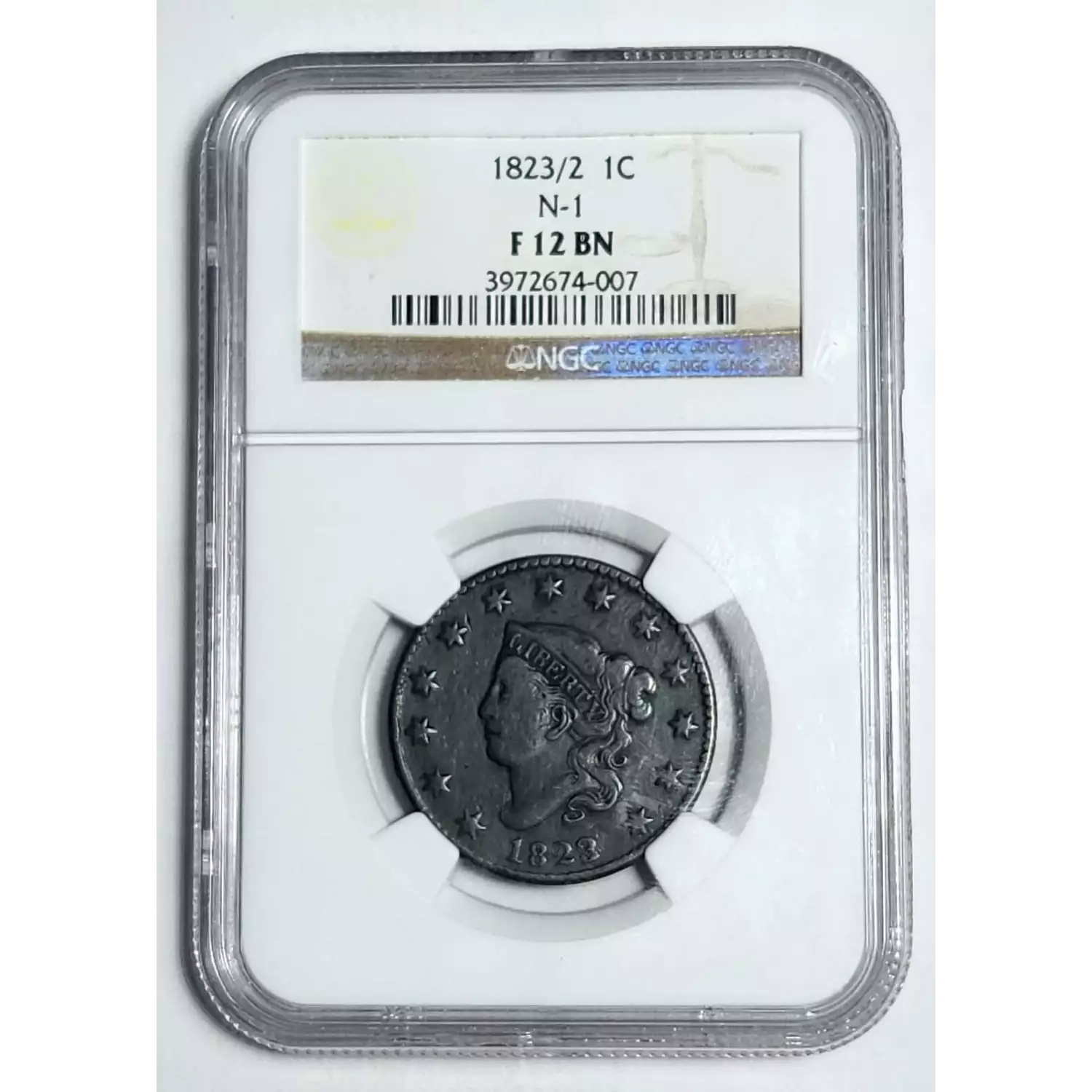 1823/2 Large Cents Coronet Head NGC F-12 BN N-1 - Bob Paul Rare Coins