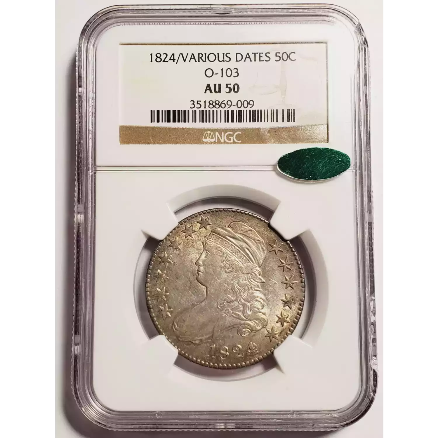 1824 Capped Bust Half Dollars NGC AU-50 /VARIOUS O-103 CAC - Bob Paul ...