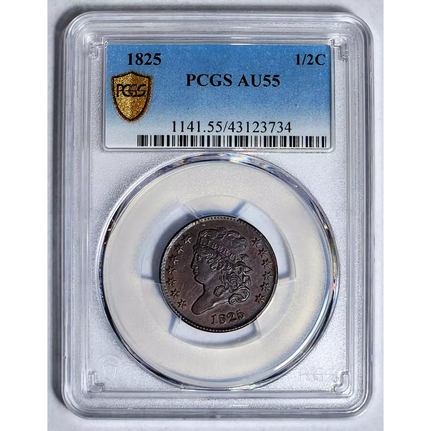 1825 Half Cent Classic Head PCGS AU-55 BN - ORIGINAL - Bob Paul Rare Coins