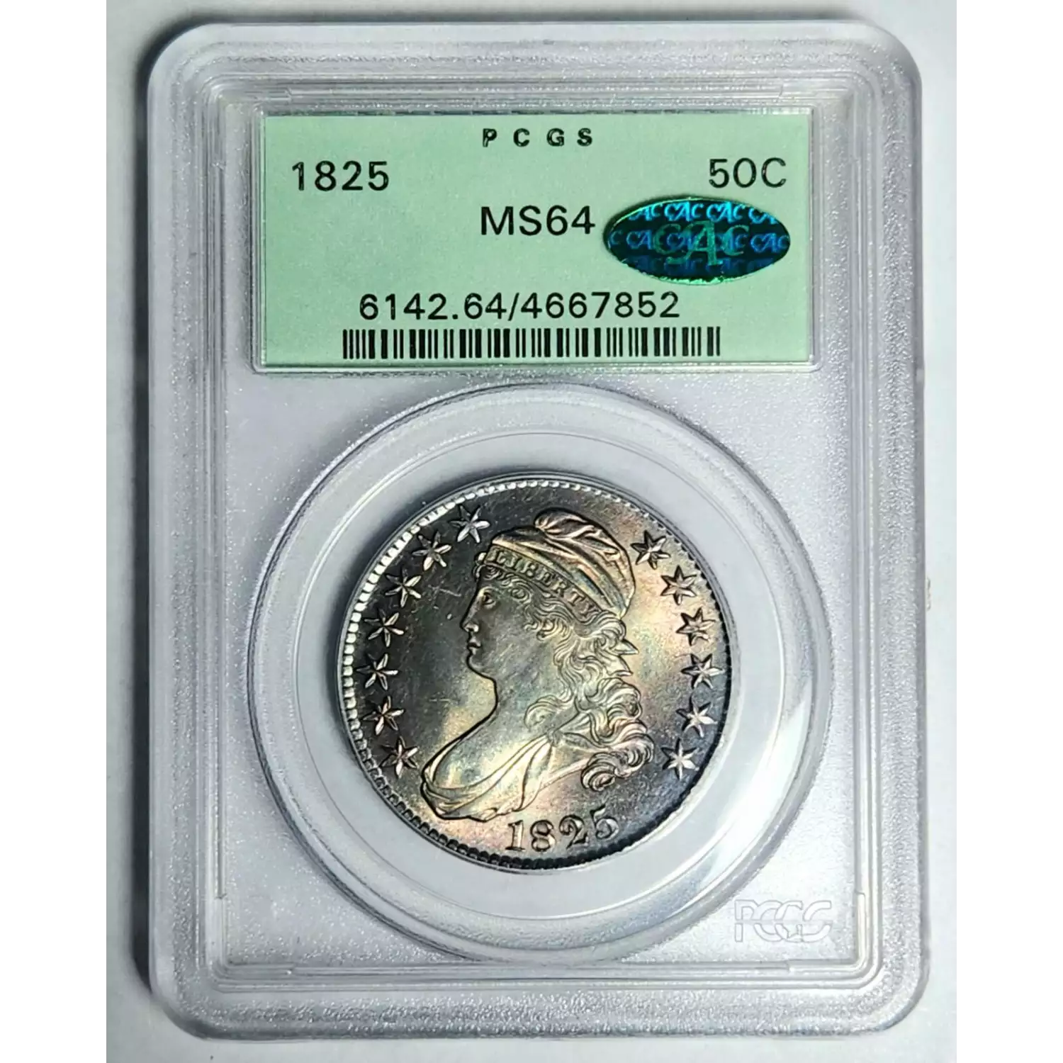 1825 Capped Bust Half Dollars PCGS MS-64 - CAC - OLD GREEN HOLDER - OGH ...