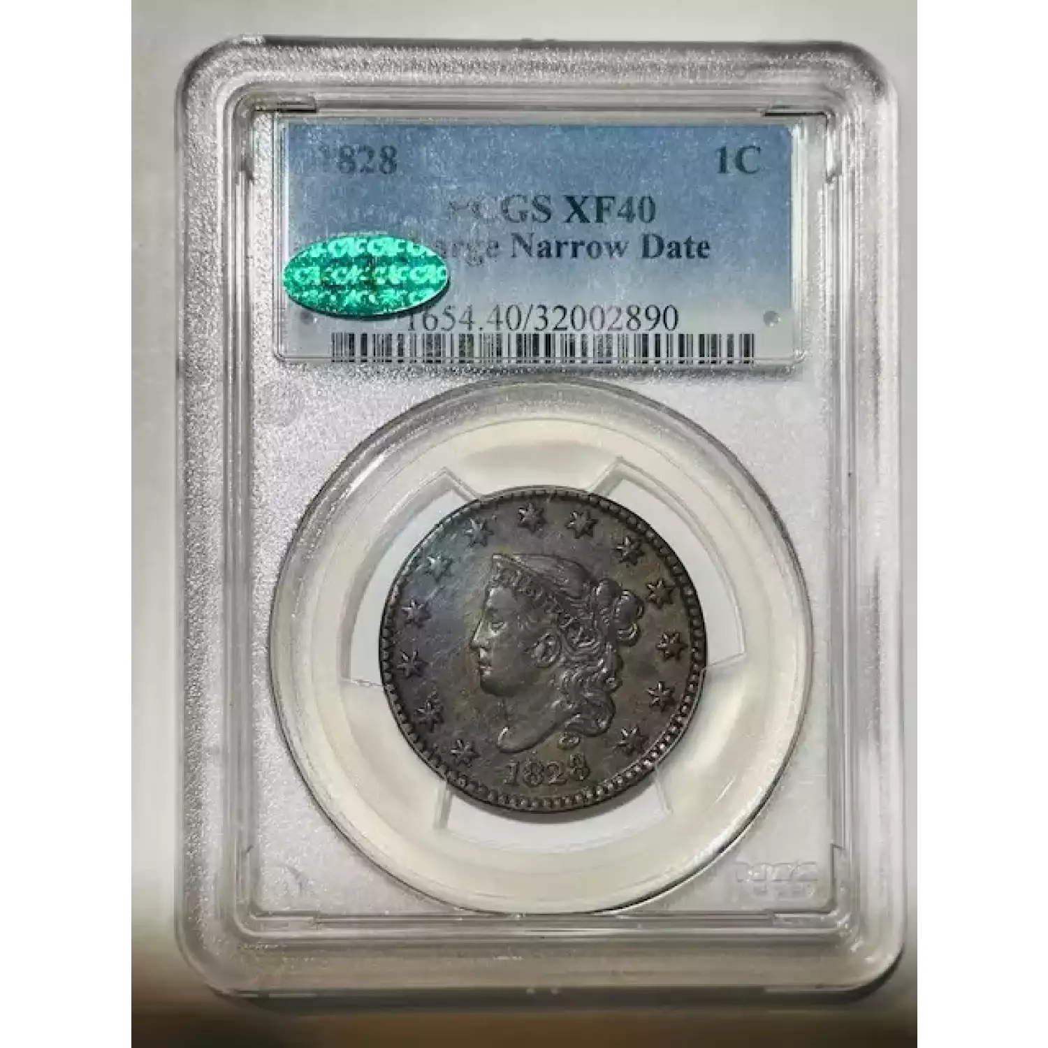1828 Large Cents Coronet Head PCGS XF-40 BN Large Narrow Date CAC - Bob ...