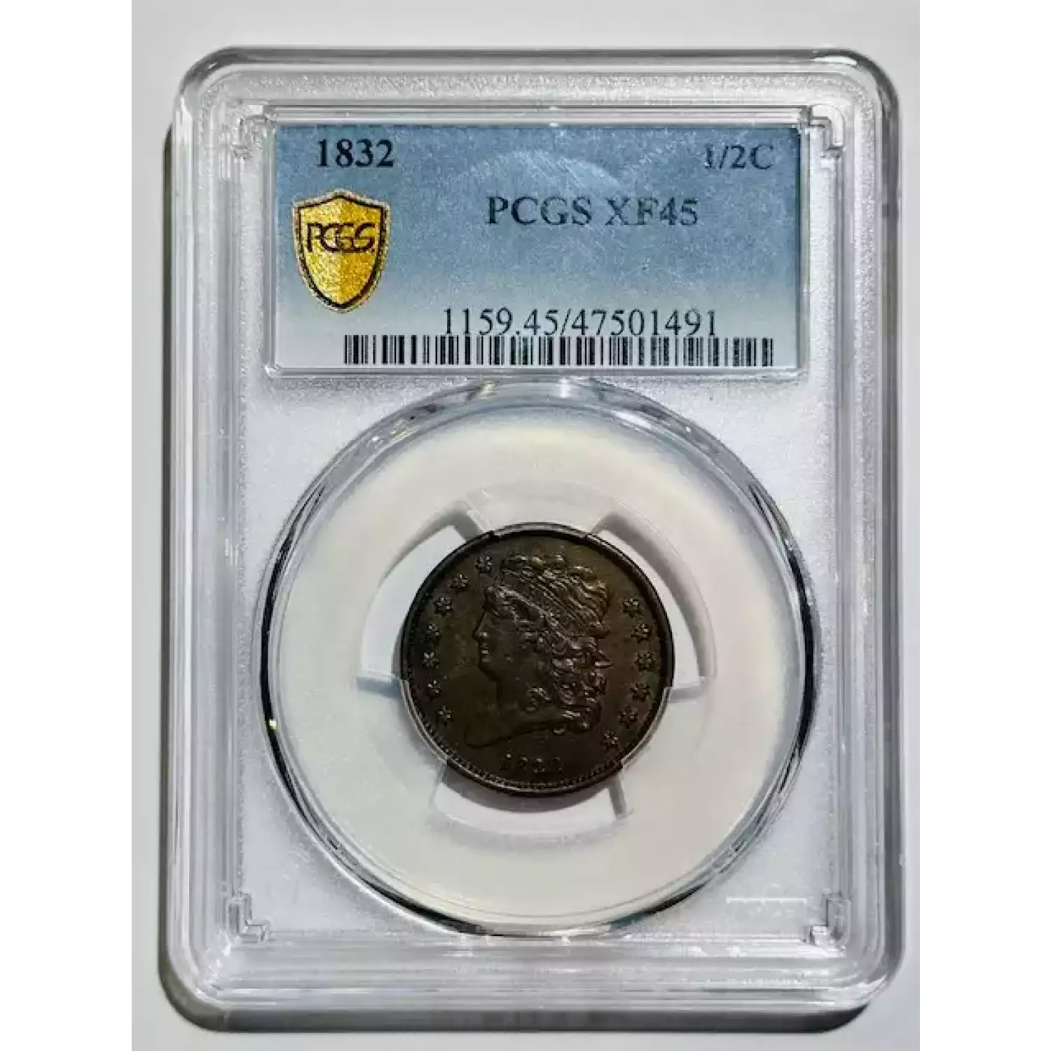 1832 Half Cent Classic Head PCGS XF-45 BN - Bob Paul Rare Coins