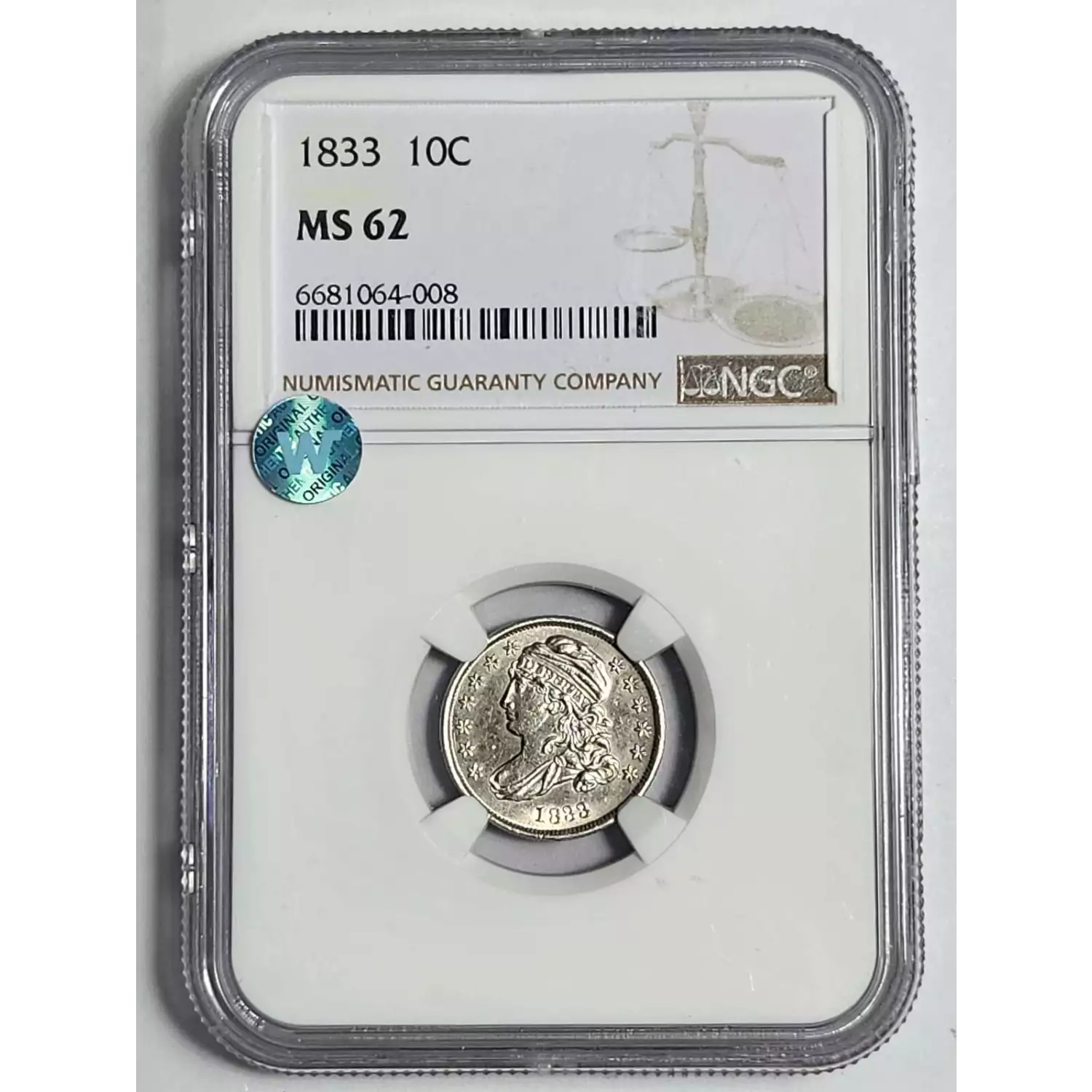 1833 Capped Bust Dimes NGC MS-62 - ROTATED REVERSE Sight White - Bob ...