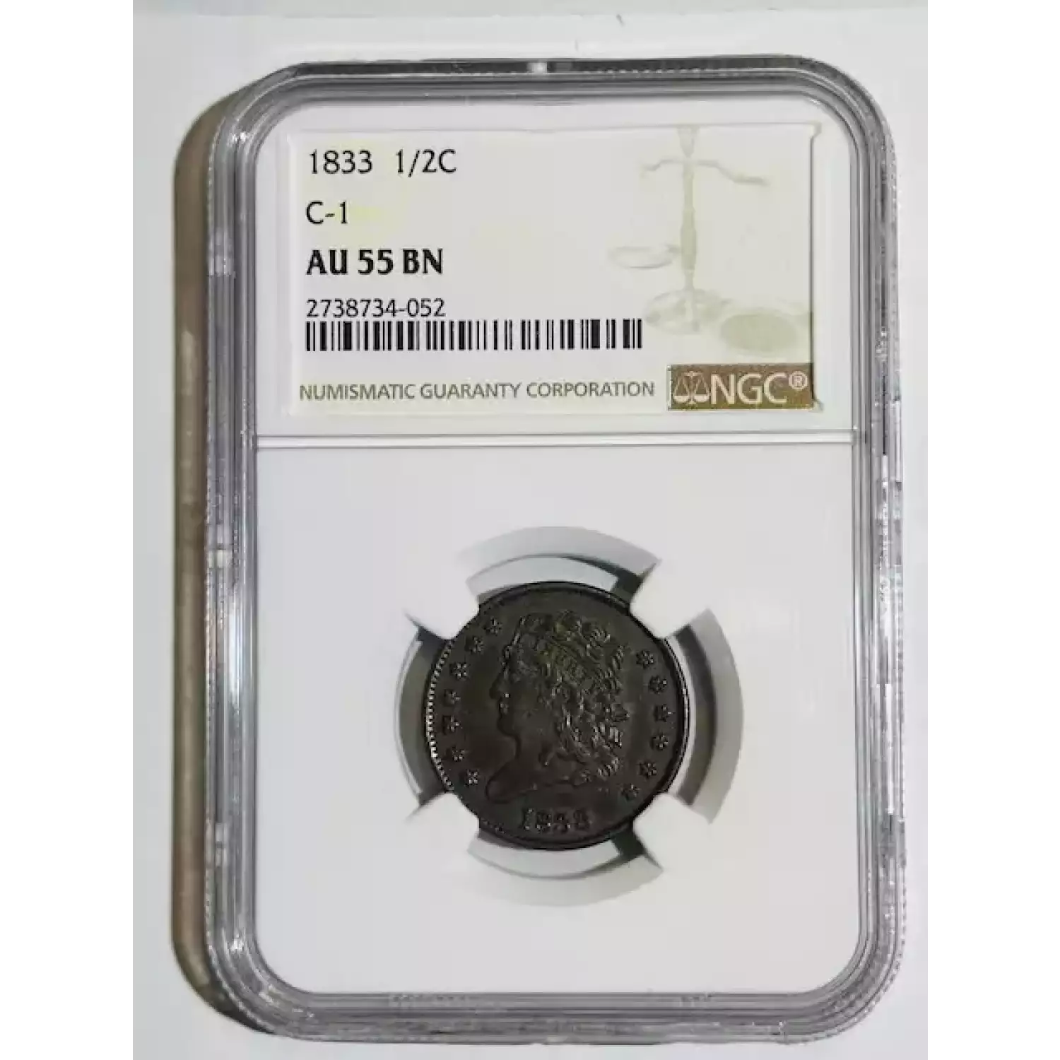 1833 Half Cent Classic Head NGC AU-55 BN C-1- Rotated Reverse - Bob ...