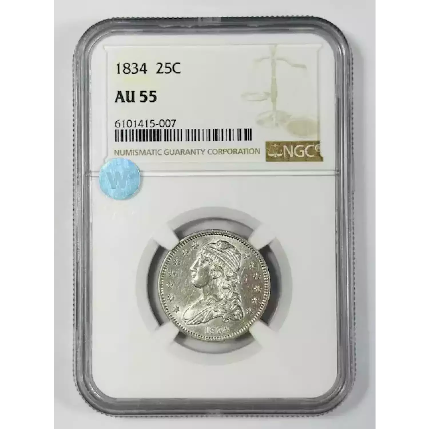1834 Capped Bust Quarter Dollars NGC AU-55 Tough in SW! Sight White ...