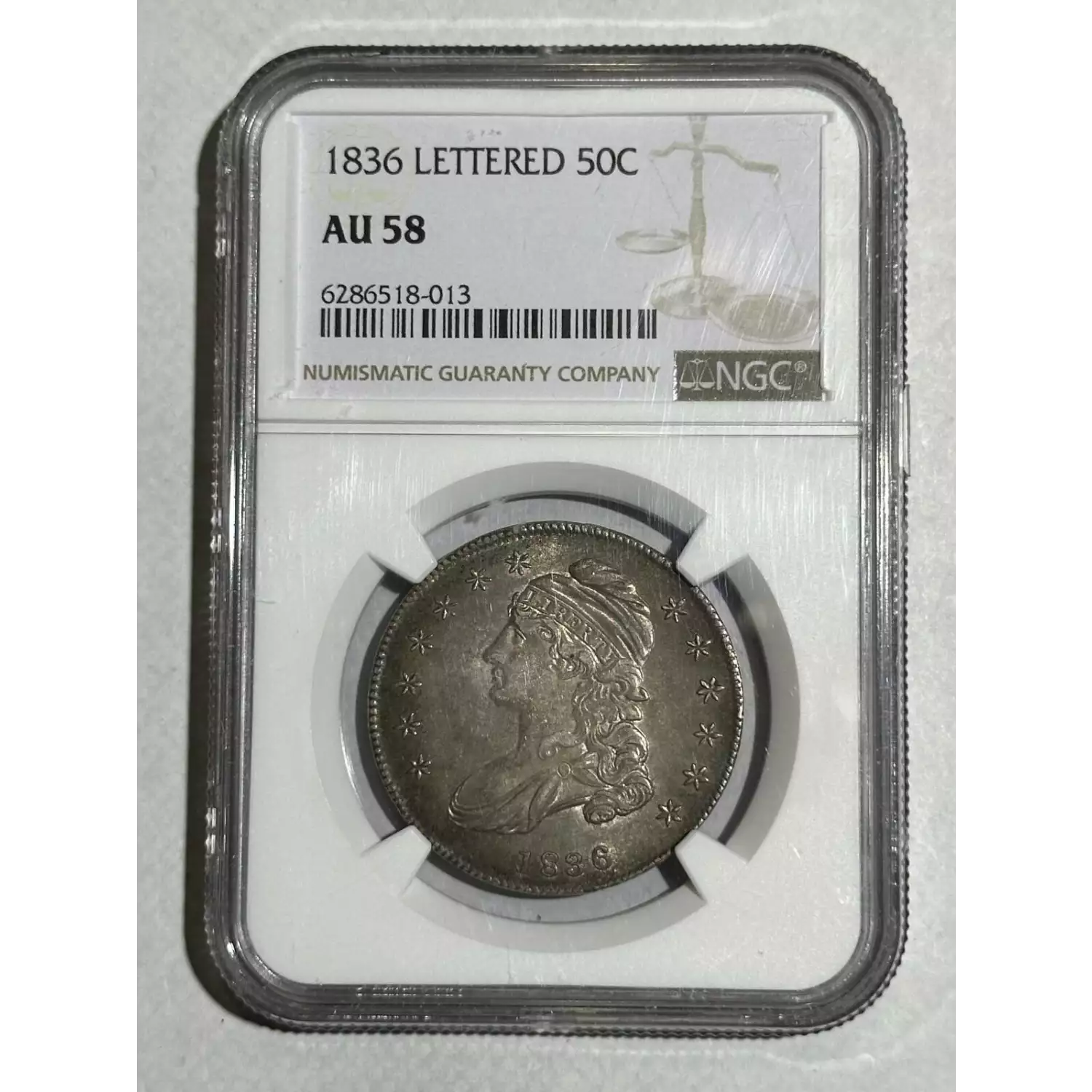 1836 Capped Bust Half Dollars NGC AU-58 LETTERED EDGE - Bob Paul Rare Coins
