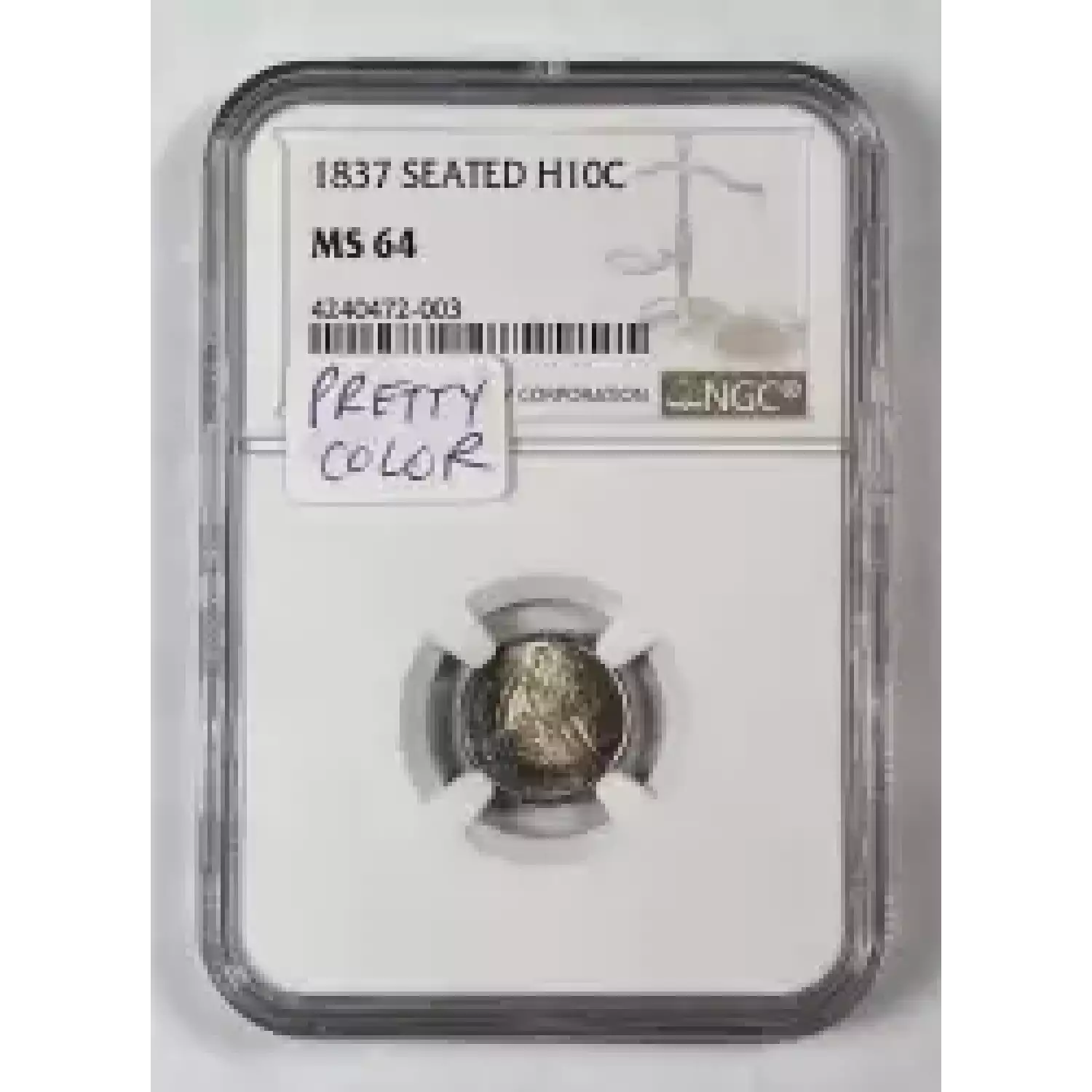 1837 Liberty Seated Half Dime NGC MS-64 PRETTY COLOR - Bob Paul Rare Coins