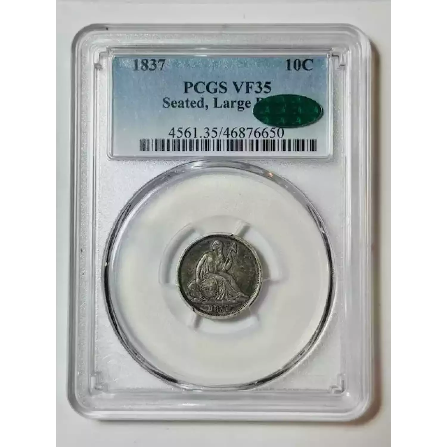 1837 Liberty Seated Dime PCGS VF-35 Seated, Large Date CAC - Bob Paul ...