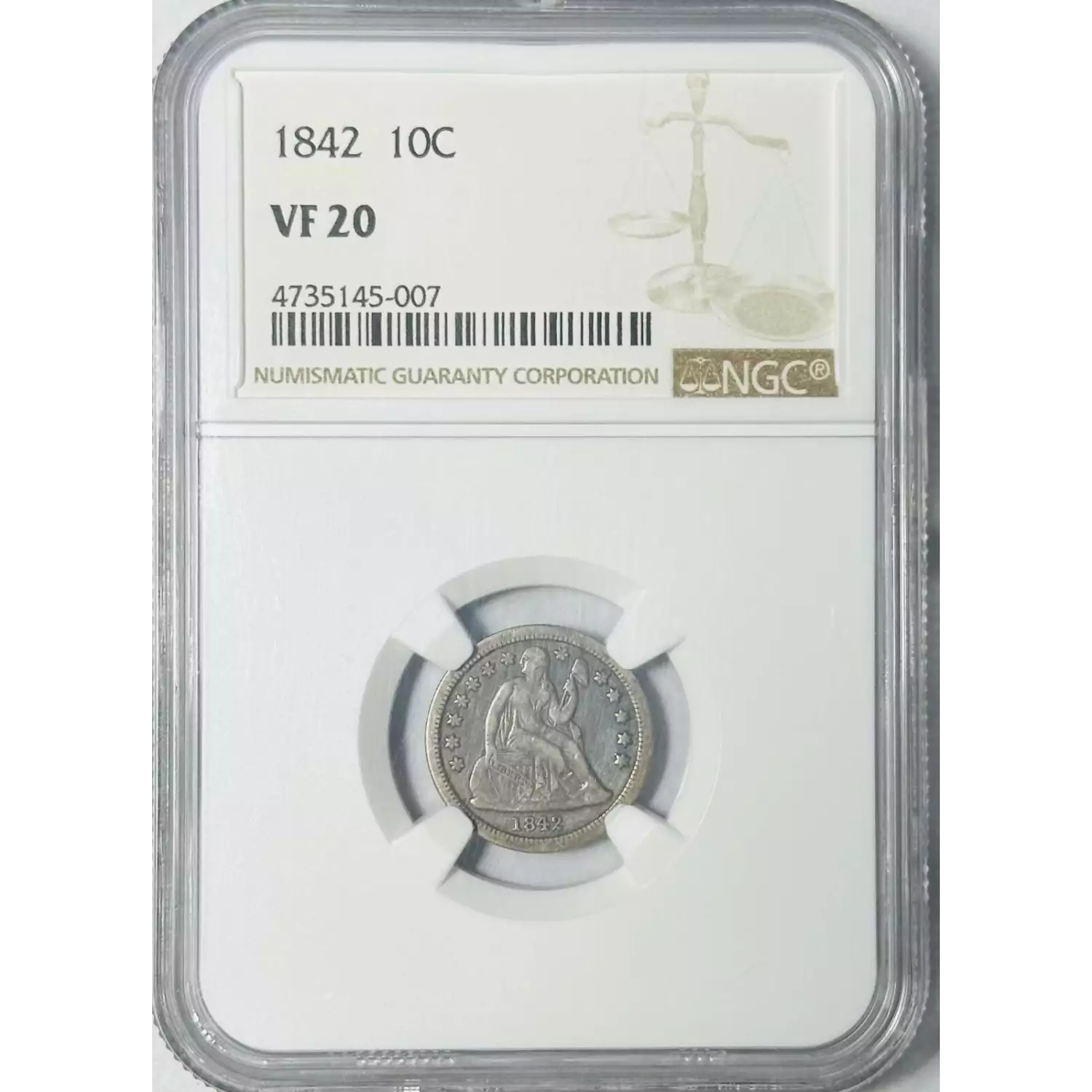 1842 Liberty Seated Dime NGC VF-20 - Bob Paul Rare Coins
