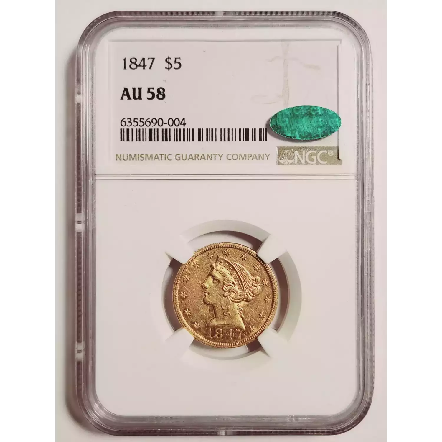 1847 Gold Half Eagles Liberty Head NGC AU-58 CAC - Bob Paul Rare Coins