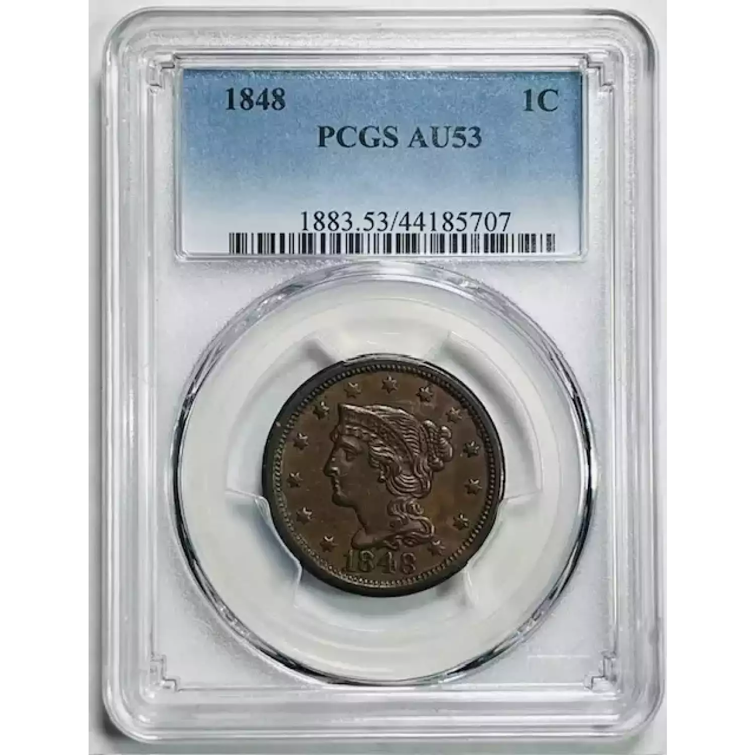 1848 Braided Hair Cent PCGS AU-53 BN - Bob Paul Rare Coins