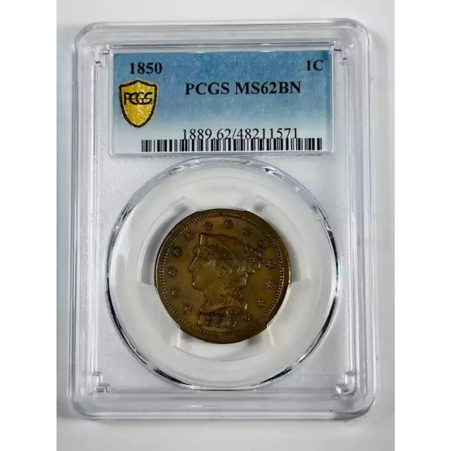 1850 Braided Hair Cent PCGS MS-62 BN - Bob Paul Rare Coins