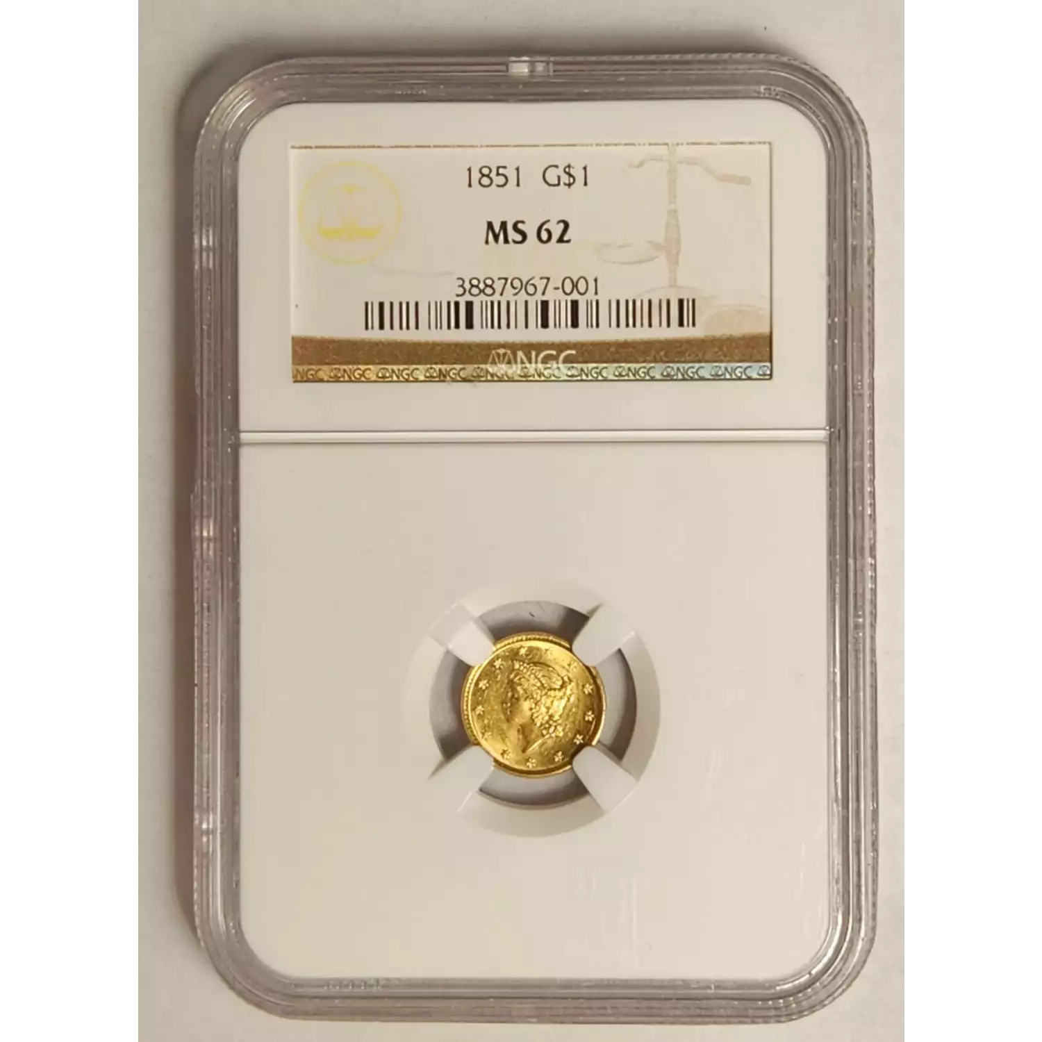 1851 Gold Dollars Liberty Head NGC MS-62 - LOTS OF LIUSTER - Bob Paul ...