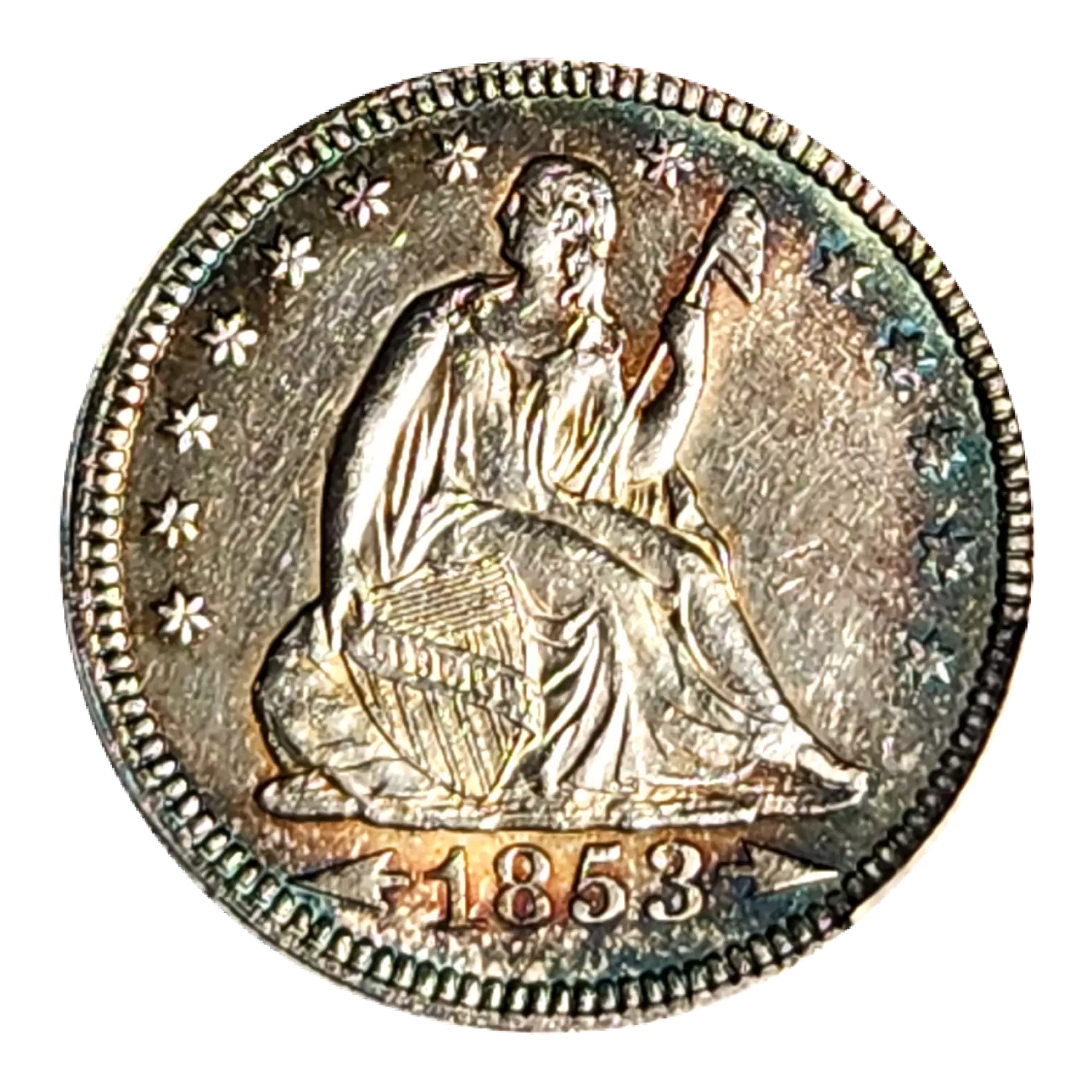 1853 Arrows and Rays - ORIGINAL COLOR! PCGS AU-55 - Bob Paul Rare Coins