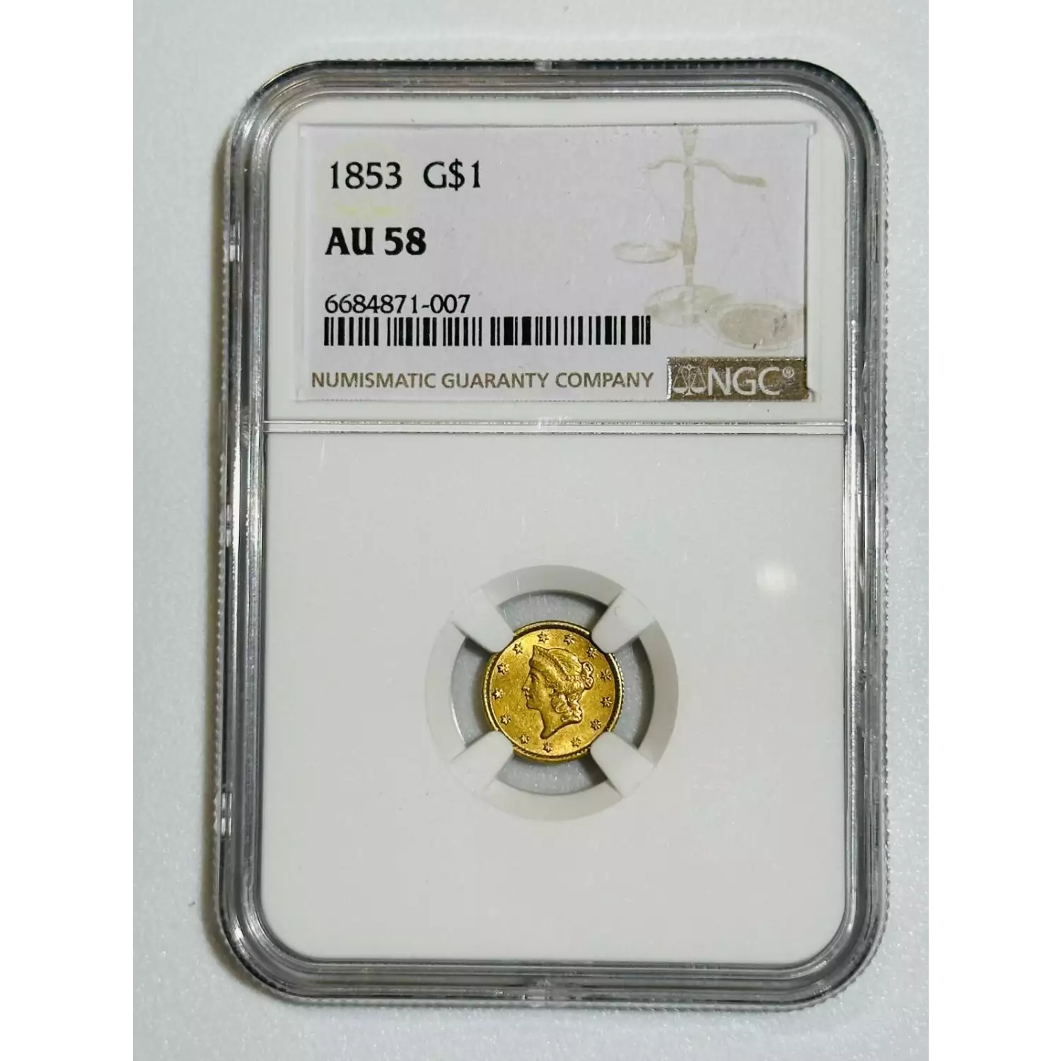 1853 Gold Dollars Liberty Head NGC AU-58 - Bob Paul Rare Coins