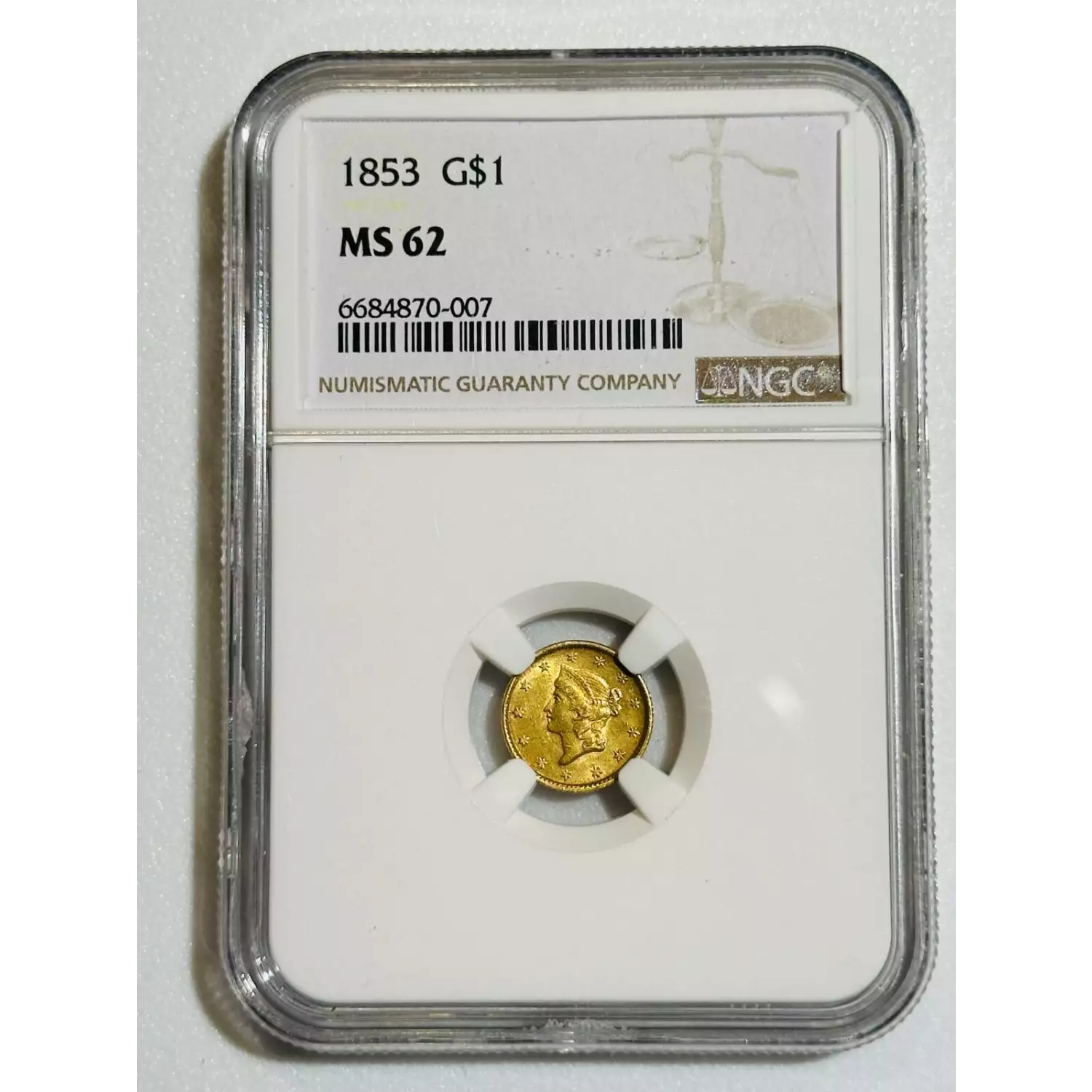 1853 Gold Dollars Liberty Head NGC MS-62 - Bob Paul Rare Coins