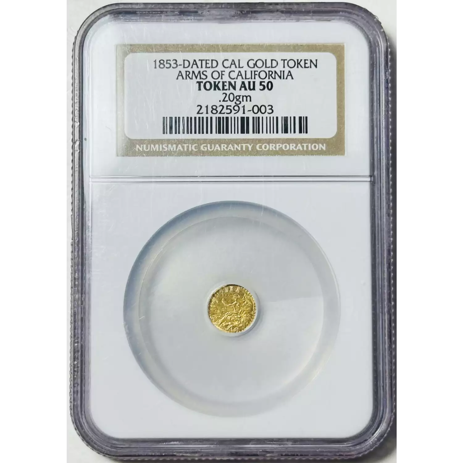 1853 Territorial Gold California Round Series 25c NGC AU-50 1853-DATED ...