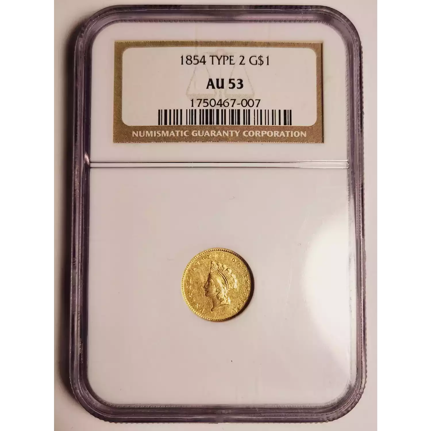 1854 Gold Dollars Indian Princess Head, Small Head NGC AU-53 Type 2 - Bob Paul Rare Coins