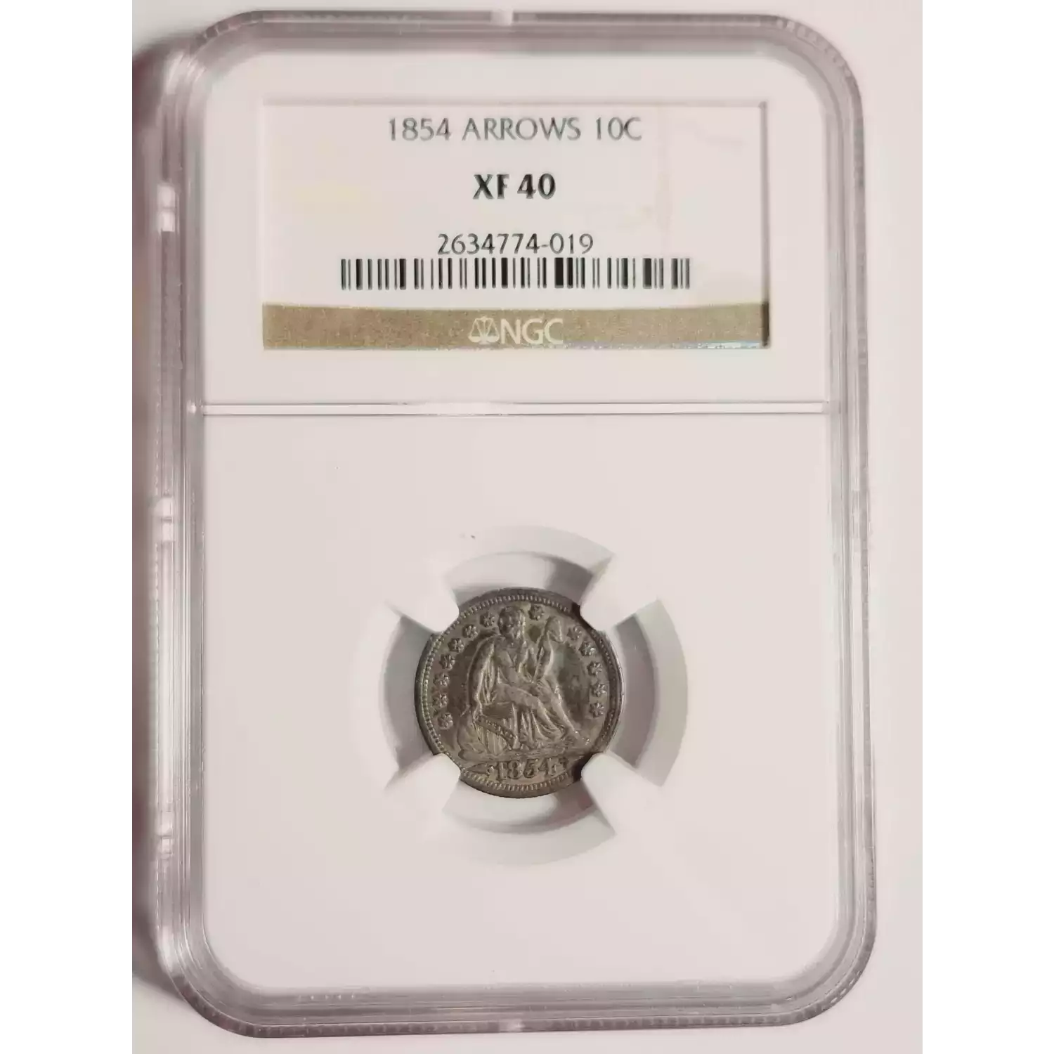1854 Liberty Seated Dime NGC XF-40 - ARROWS - Bob Paul Rare Coins