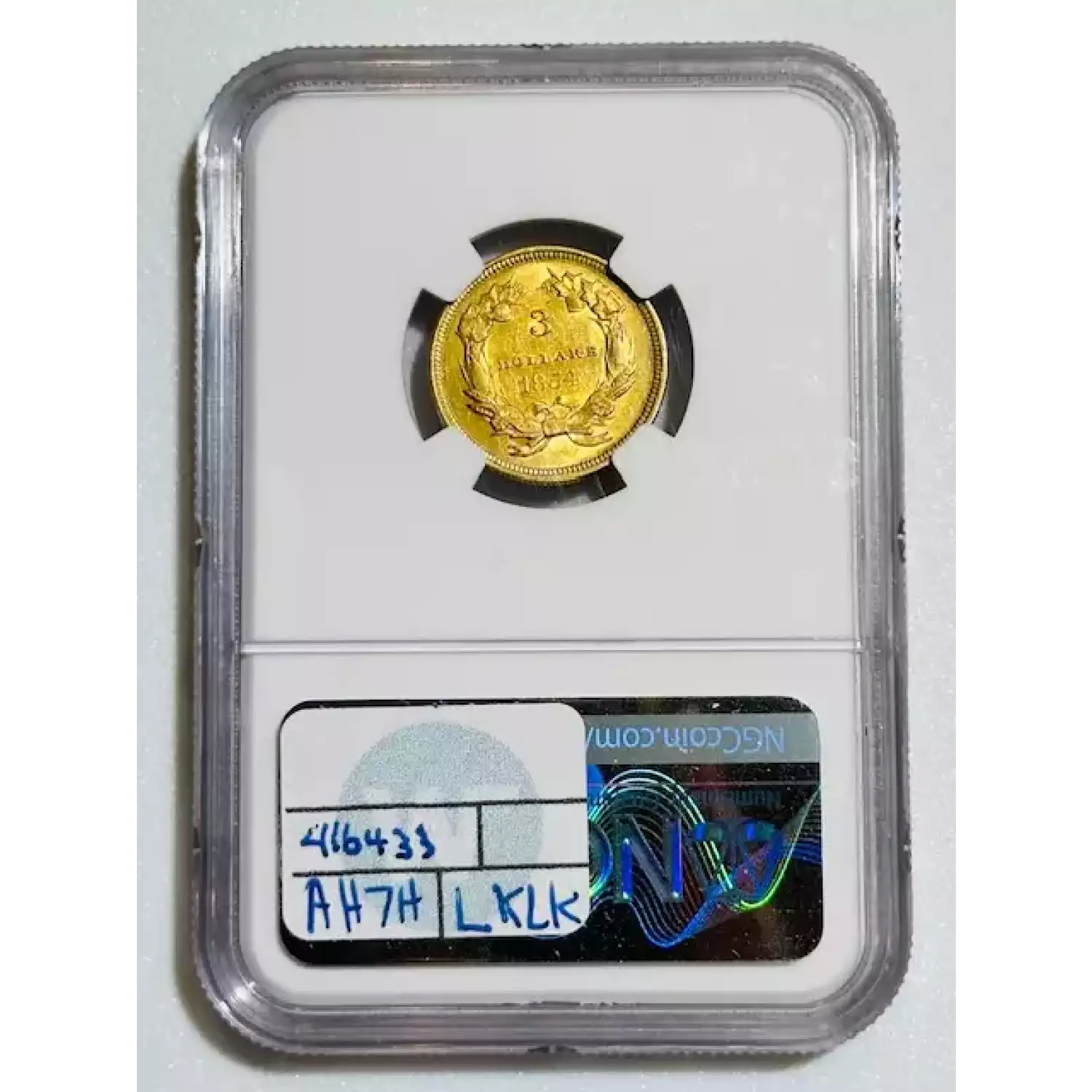 1854 Gold Three Dollars $3 Indian Princess Head NGC AU-58 CAC - Bob Paul Rare Coins