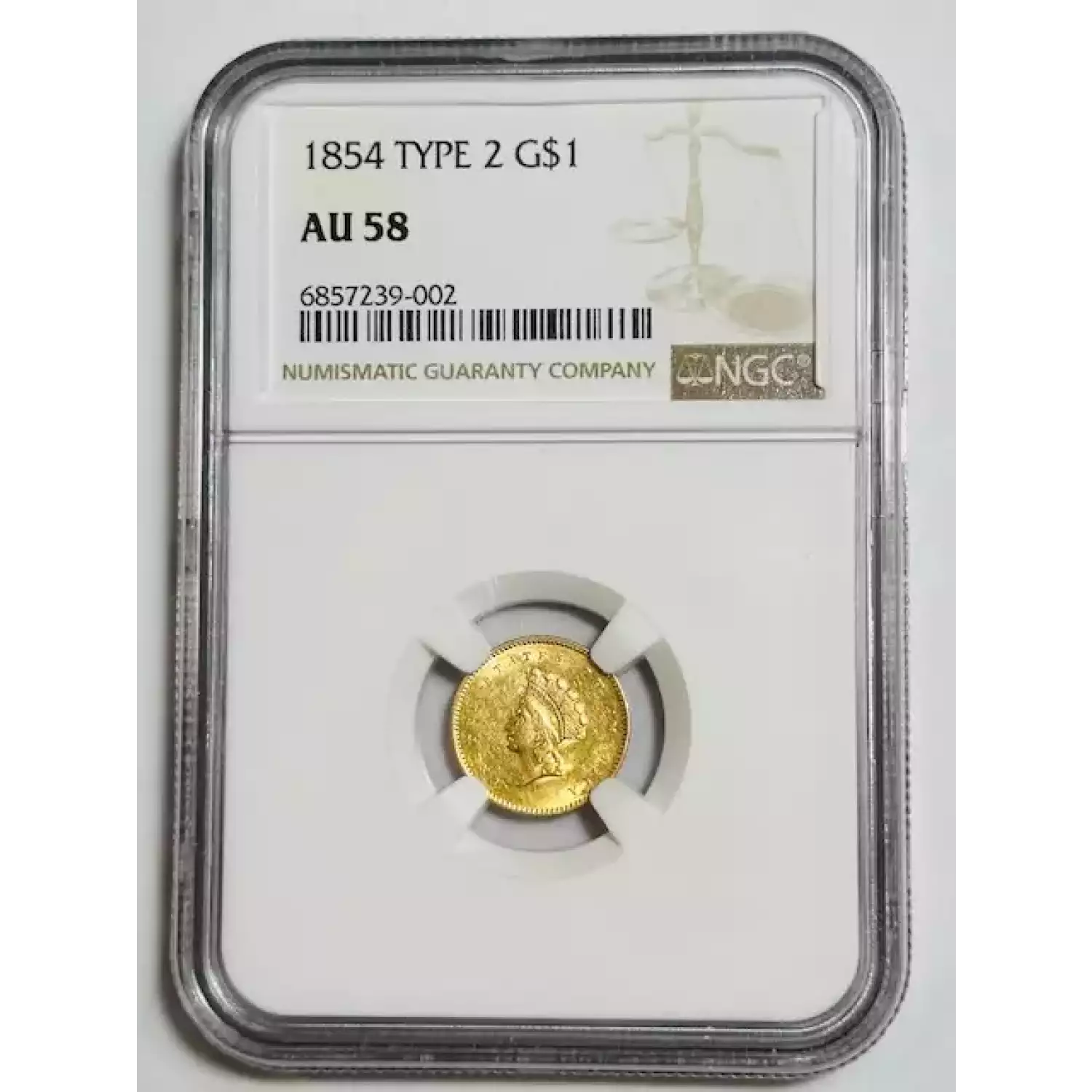 1854 Gold Dollars Indian Princess Head, Small Head NGC AU-58 - Bob Paul Rare Coins