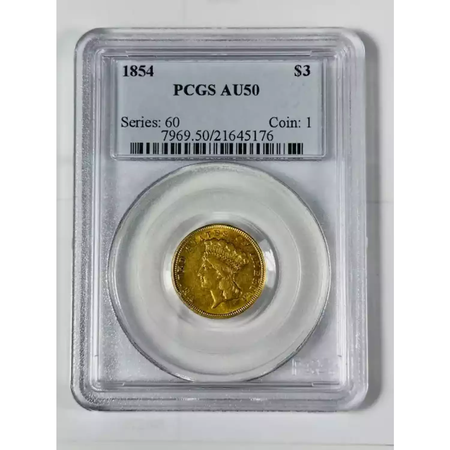 1854 Gold Three Dollars $3 Indian Princess Head PCGS AU-50 - Bob Paul Rare Coins