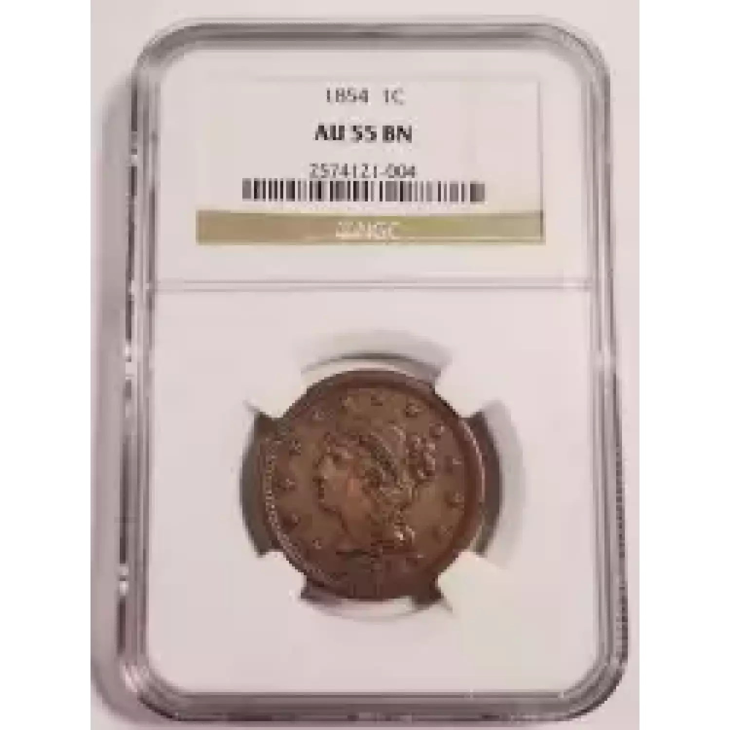 1854 Braided Hair Cent NGC AU-55 BN - Bob Paul Rare Coins