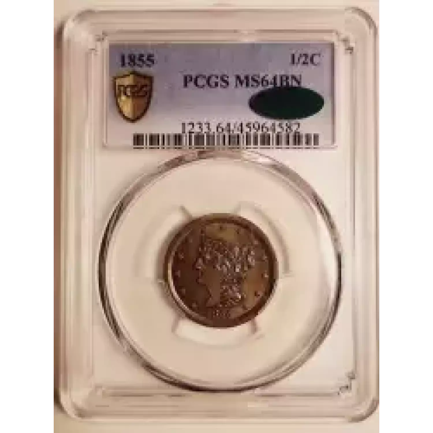 1855 Half Cents Braided Hair PCGS MS-64 BN CAC - Bob Paul Rare Coins