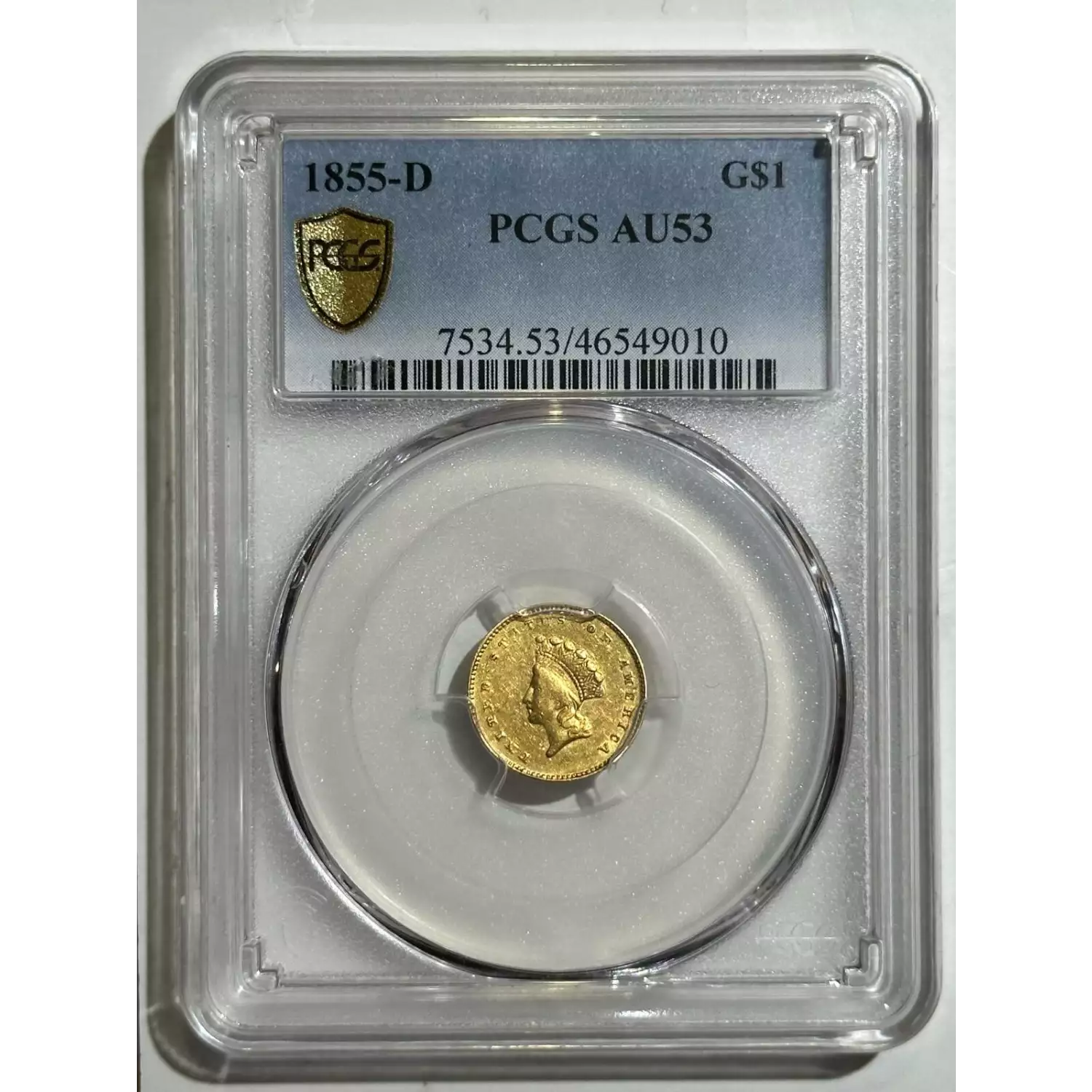 1855-D Gold Dollars Indian Princess Head, Small Head PCGS AU-53 - Bob ...