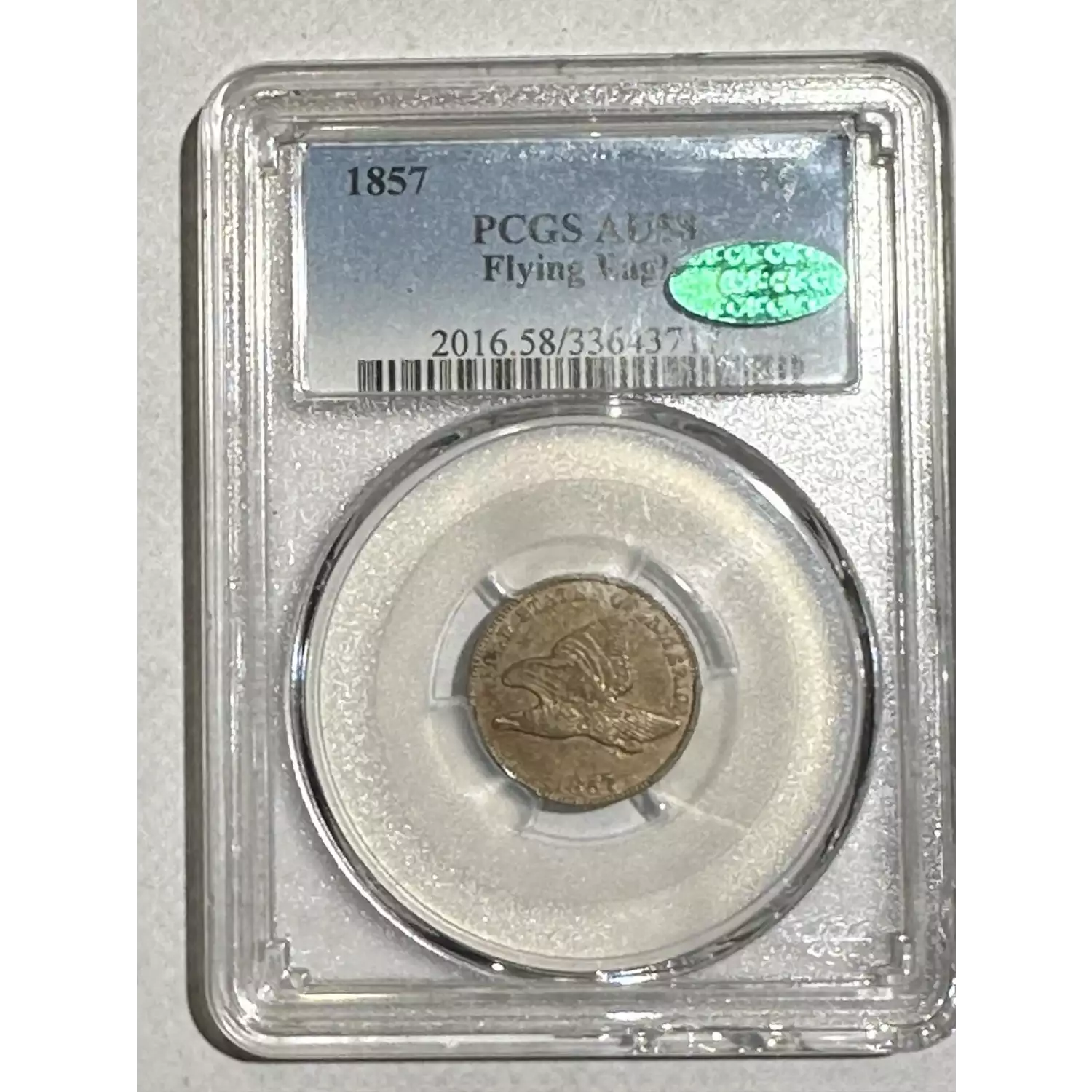 1857 Small Cents Flying Eagle PCGS AU-58 Flying Eagle CAC - Bob Paul Rare Coins