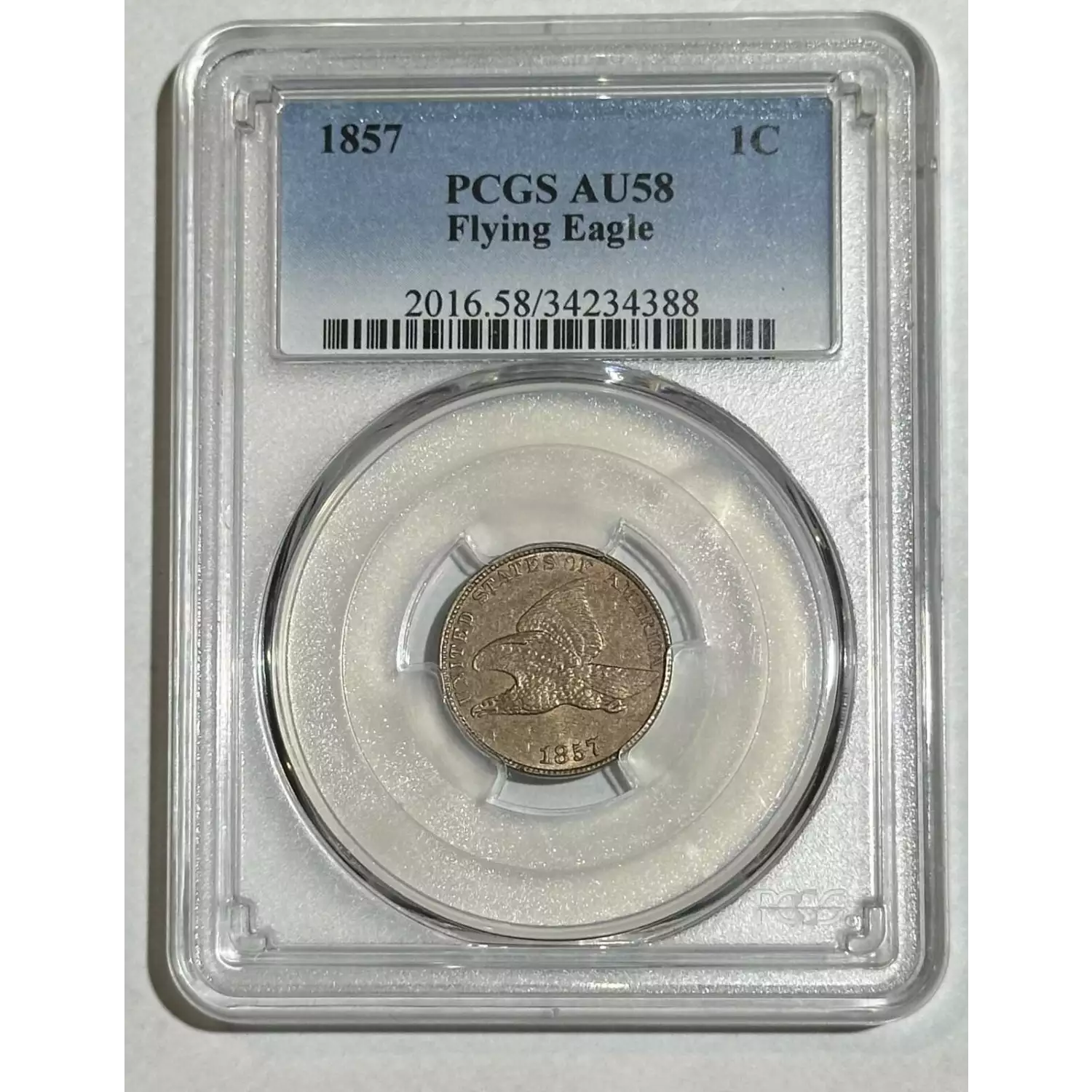 1857 Small Cents Flying Eagle PCGS AU-58 Flying Eagle - Bob Paul Rare Coins