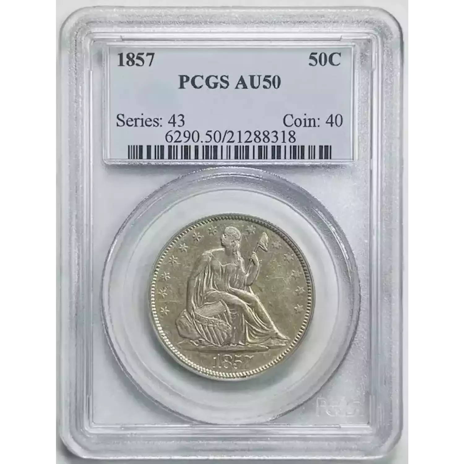 1857 Half Dollars Liberty Seated PCGS AU-50 White! - Bob Paul Rare Coins
