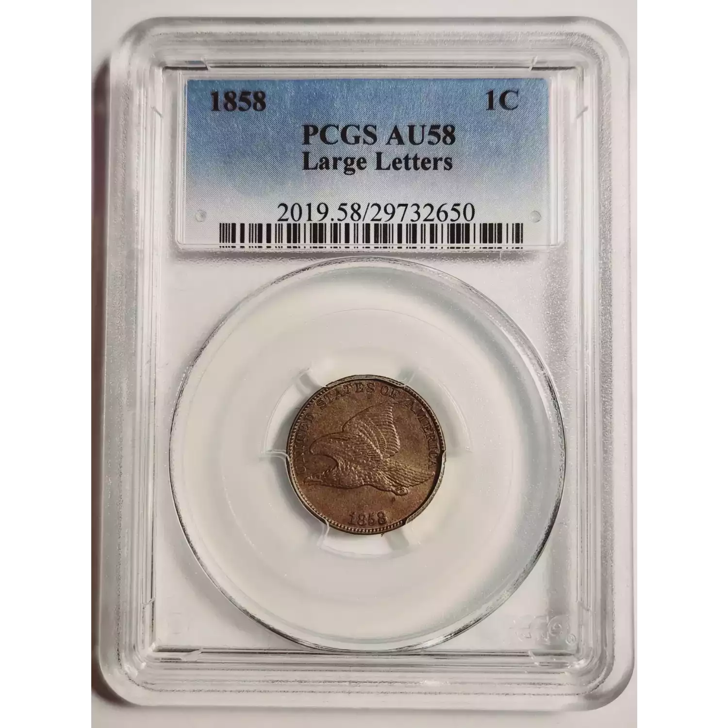 1858 Small Cents Flying Eagle PCGS AU-58 Large Letters - Bob Paul Rare ...