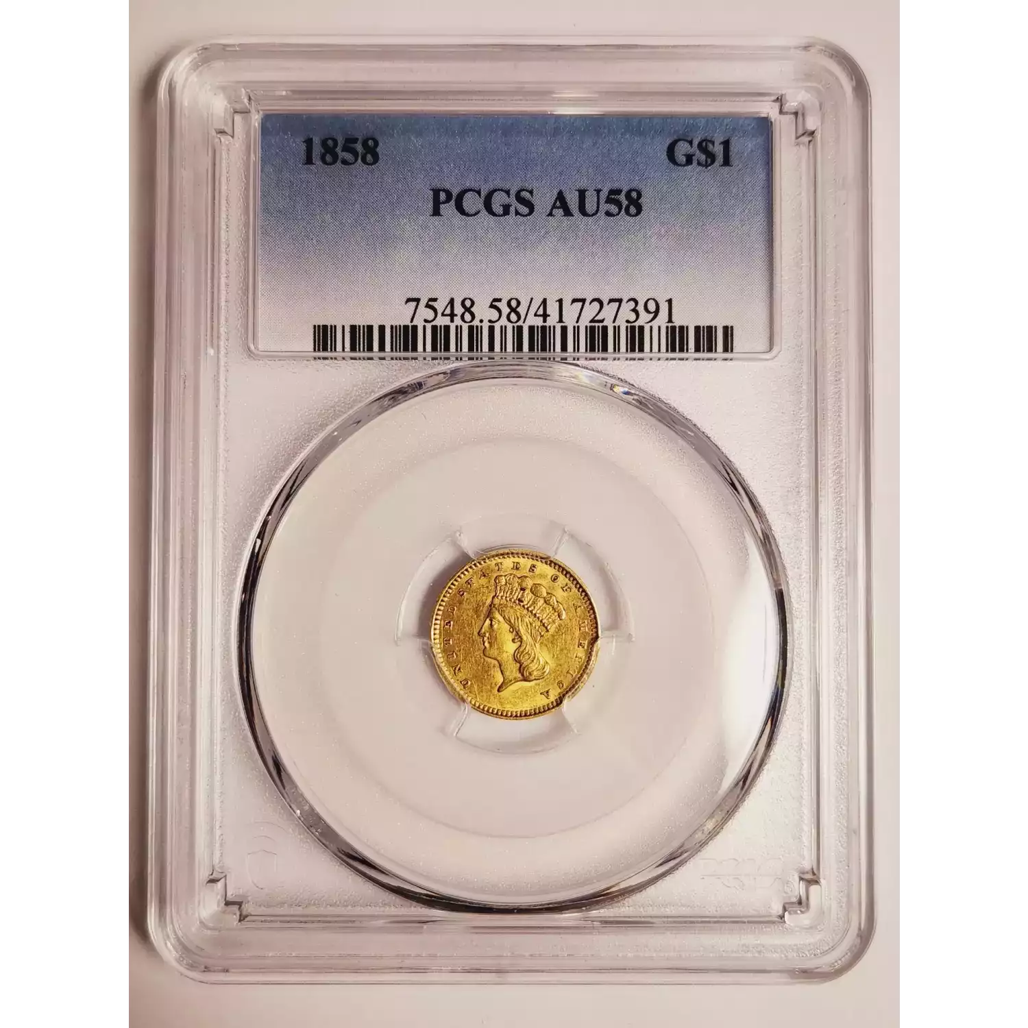 1858 Indian Princess Large Head Gold Dollar PCGS AU-58 - Bob Paul Rare ...