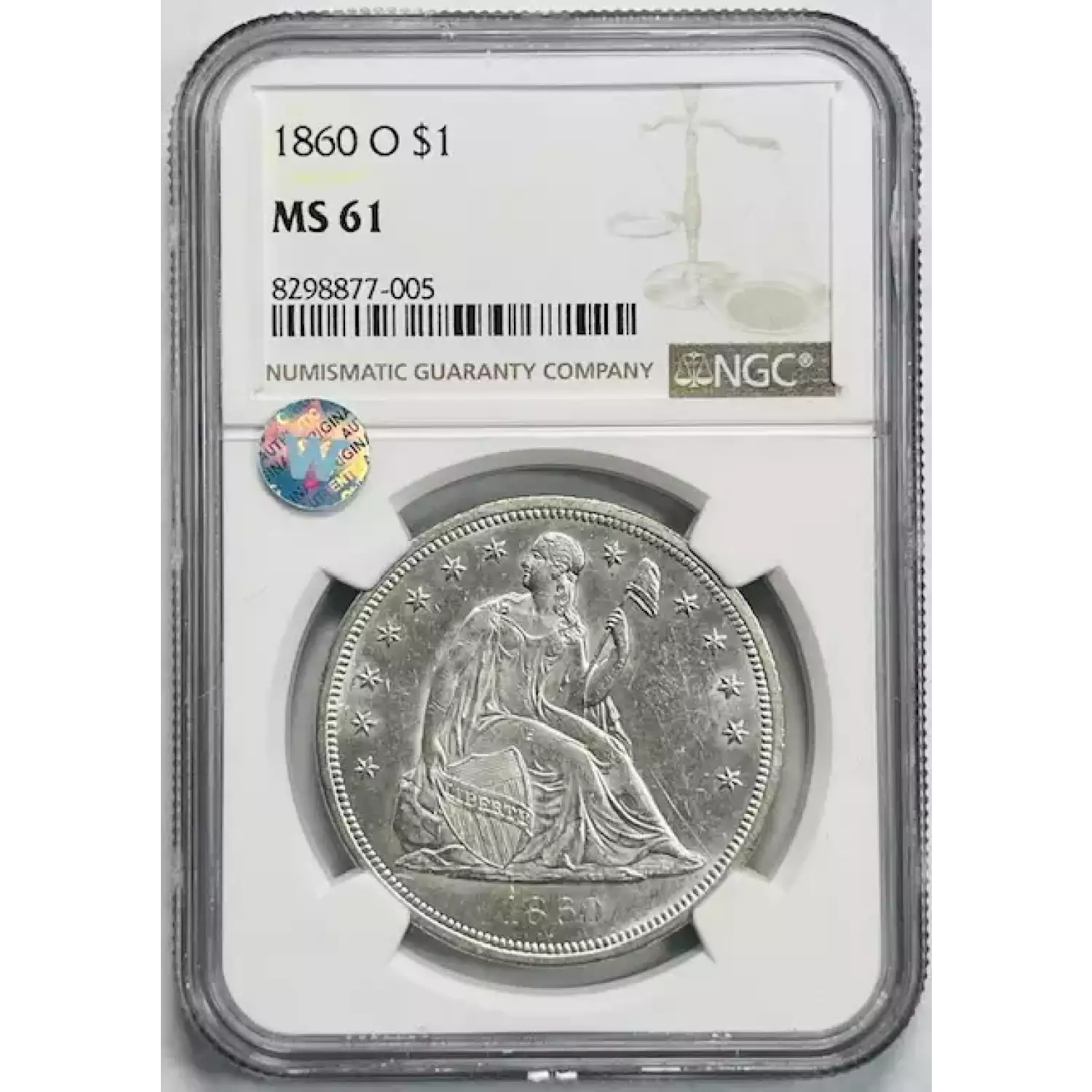 1860-O Liberty Seated Silver Dollars NGC MS-61 PL Surfaces Sight White - Bob Paul Rare Coins