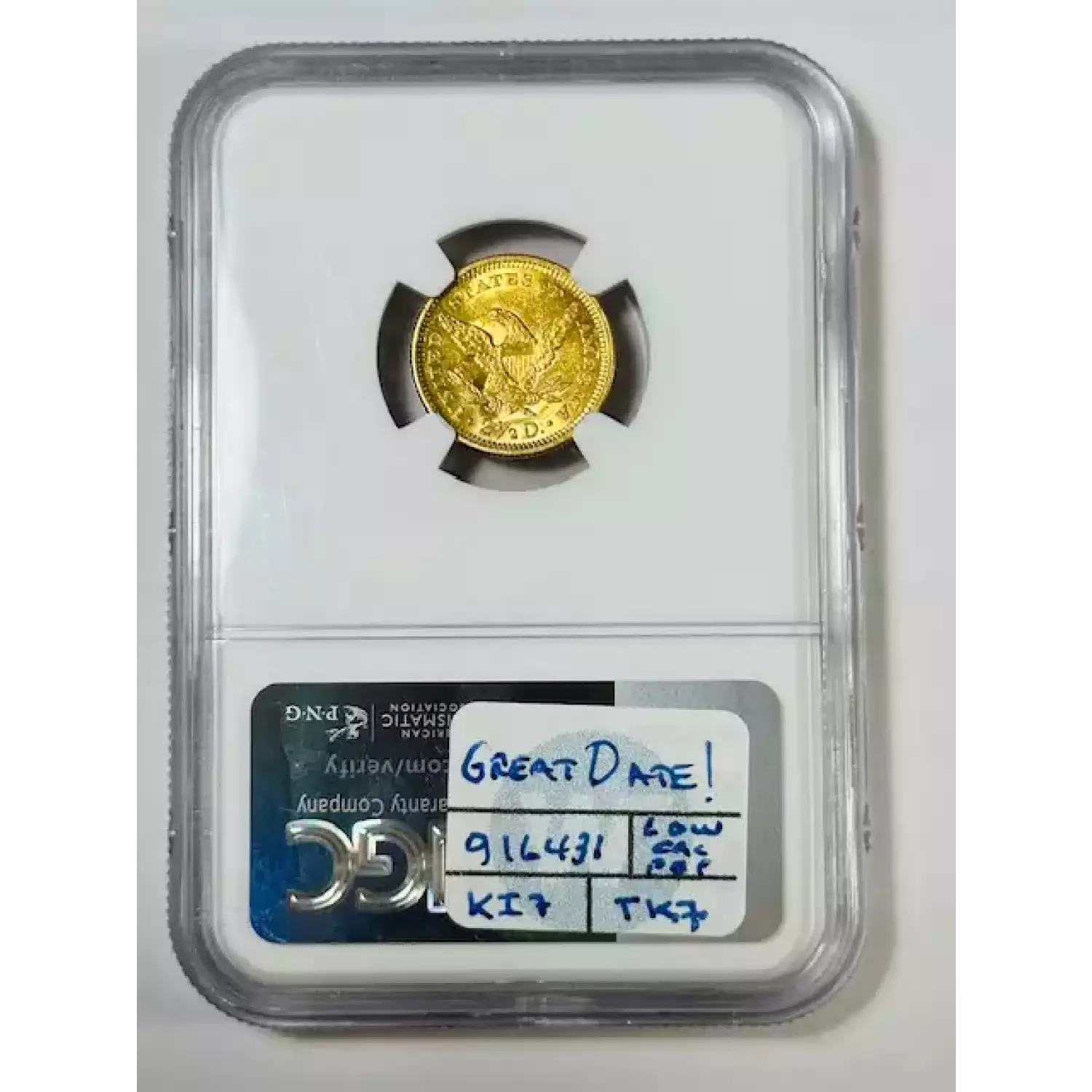 1861 $2.50 Gold Liberty Head Quarter Eagle NGC AU-58 Type 2 Great Date! Low CAC Population CAC ...