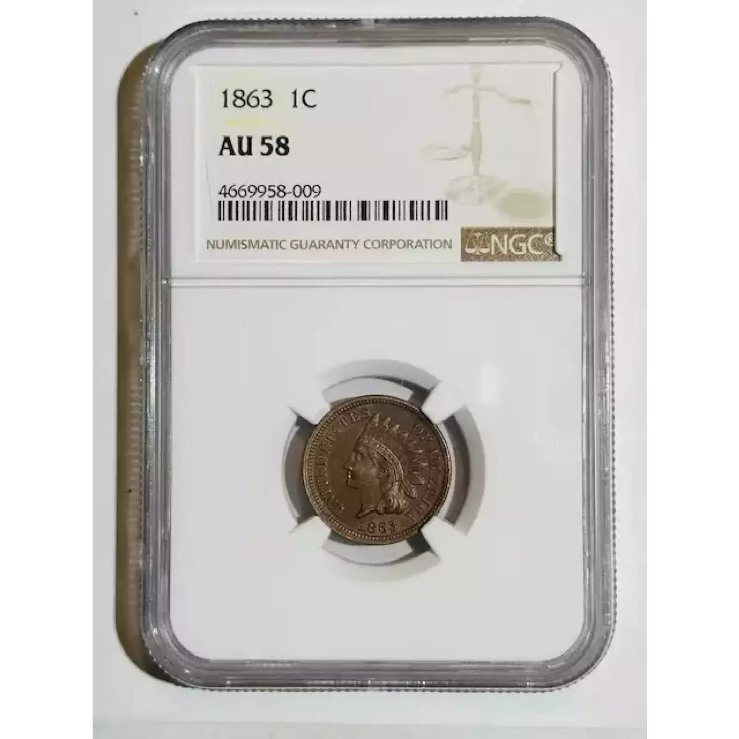 1863 Small Cents Indian Head NGC AU-58 - Bob Paul Rare Coins
